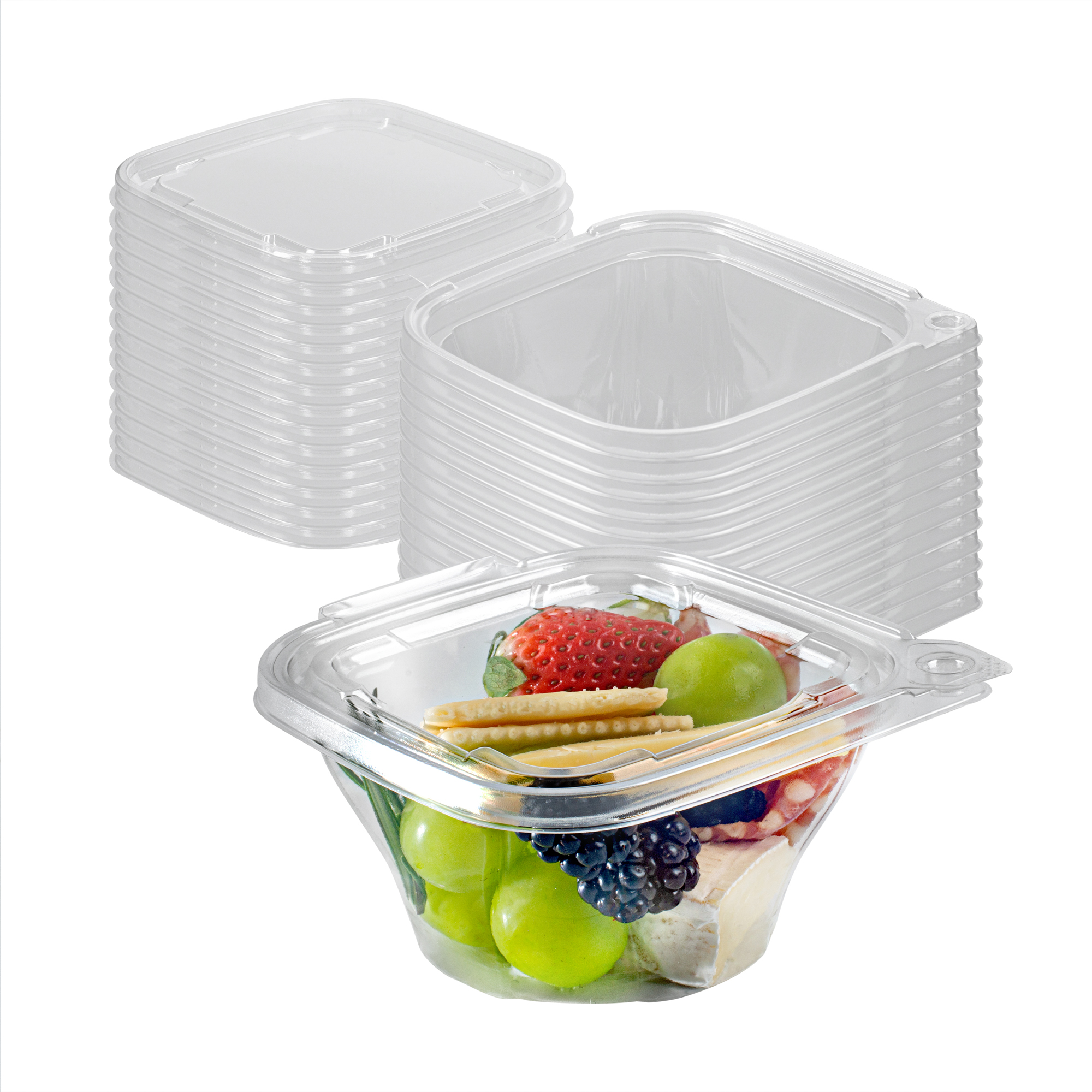 Tamper Tek 8 oz Square to Round Clear Plastic Deli / Snack Container ...