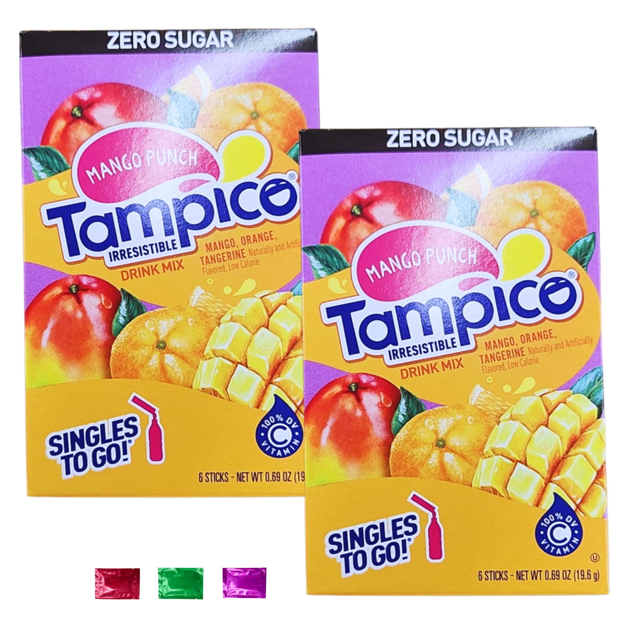 Tampico Mango Punch Drink Mix Singles 12 Total Sticks 2 Boxes, Zero ...