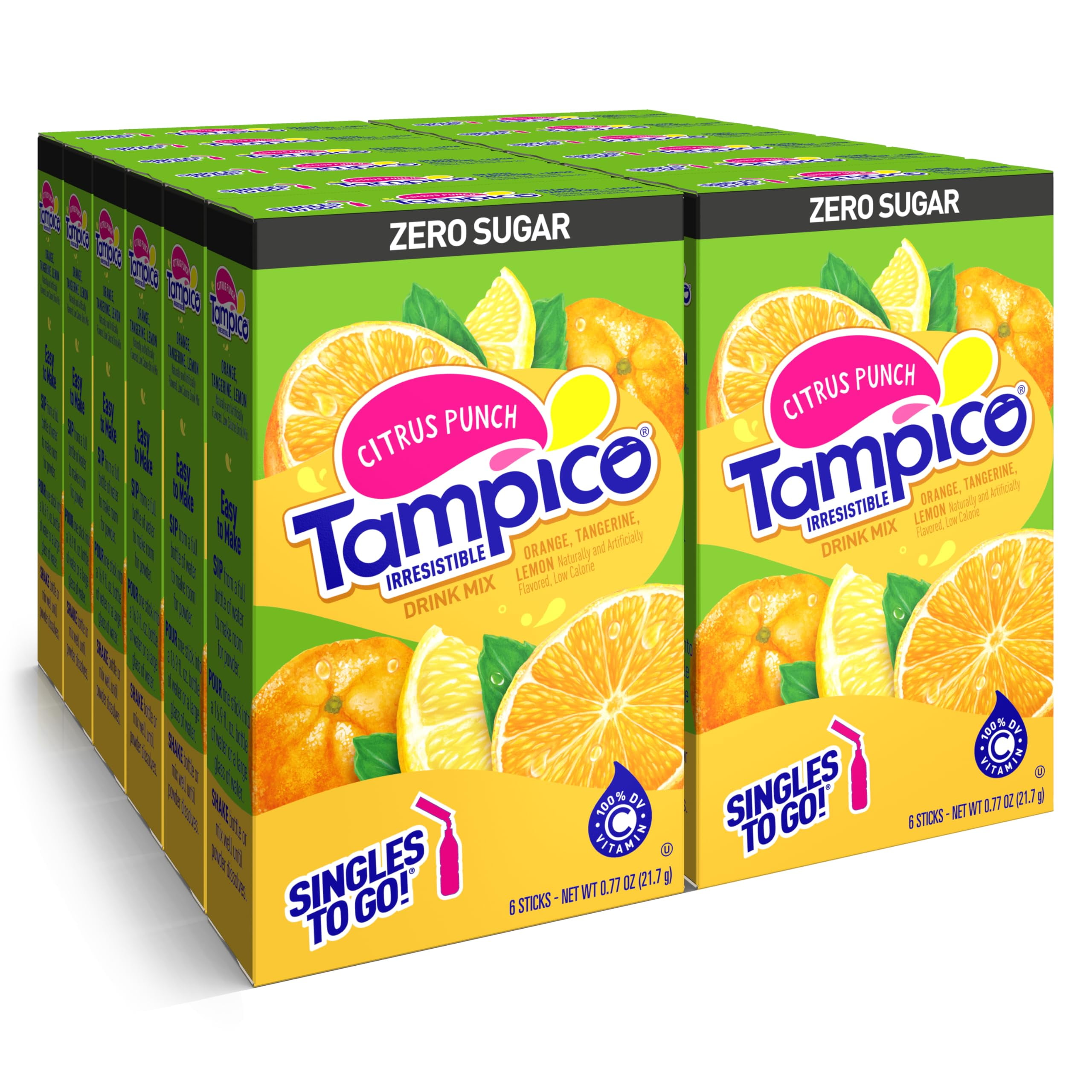 Tampico Singles To Go Drink Mix Packets,Citrus Punch, Zero Sugar, Low ...