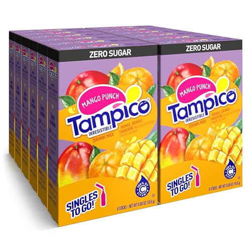 Tampico Singles To Go Drink Mix Packets, Mango Punch, Zero Sugar, Low ...