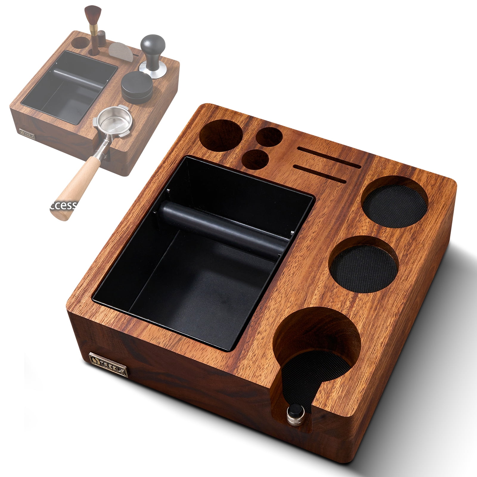 Tamping Station,Wooden Coffee Knock Box Espresso Coffee Station Station ...