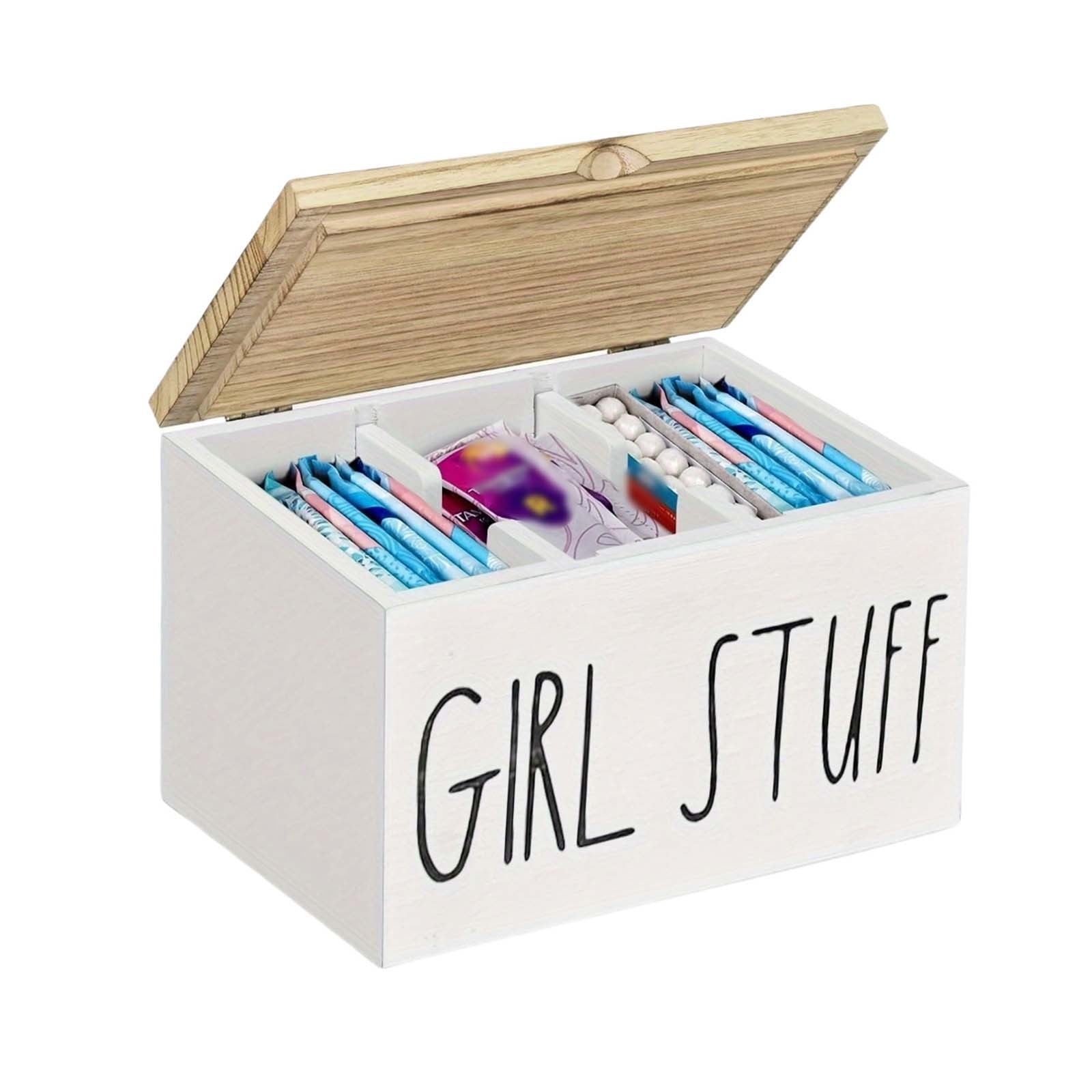 Tampon Holder for Bathroom with Hinged Lid – Feminine Product Organizer ...