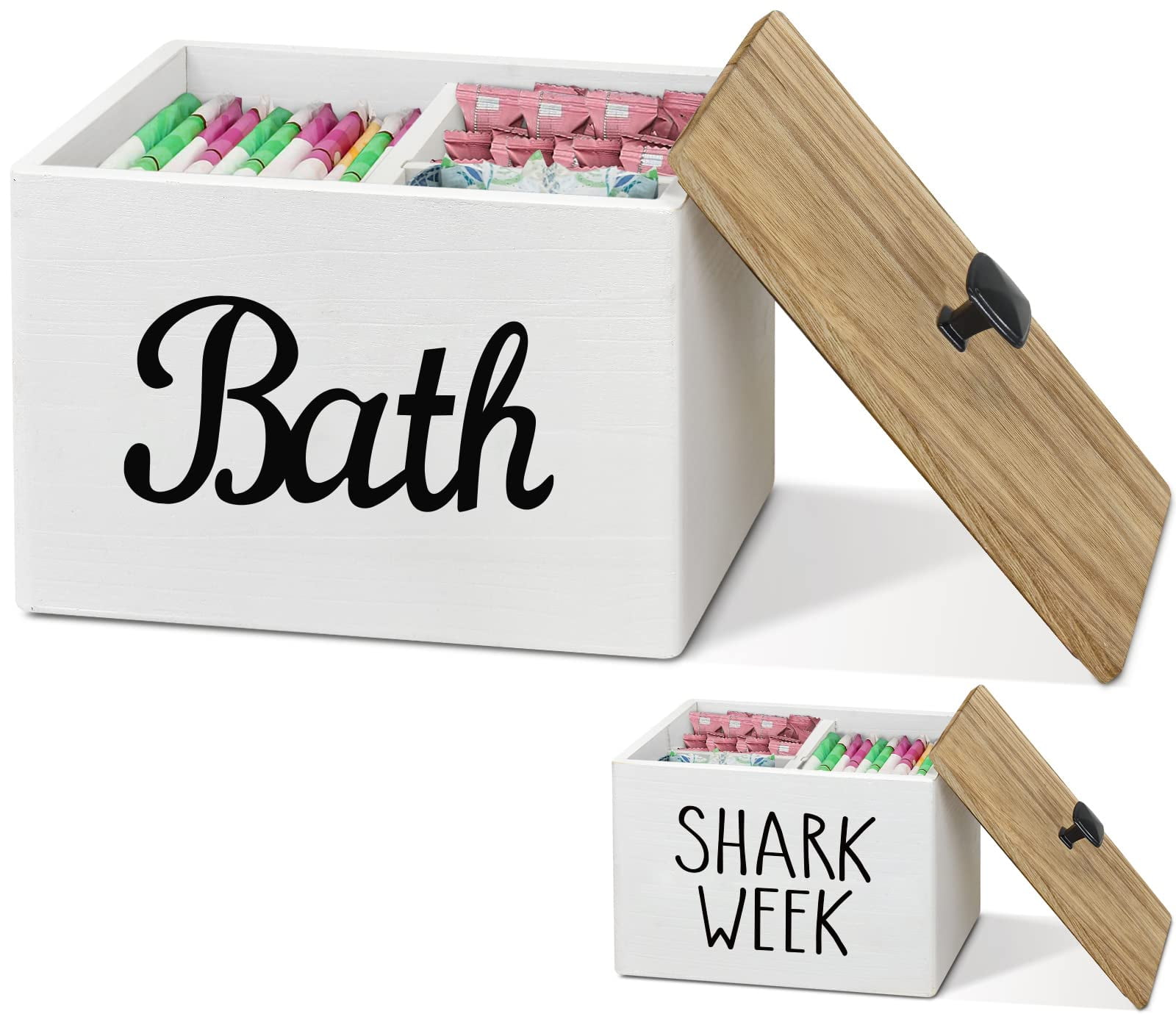 Tampon Holder for Bathroom with Lid, Shark Week Tampon Storage Pad ...