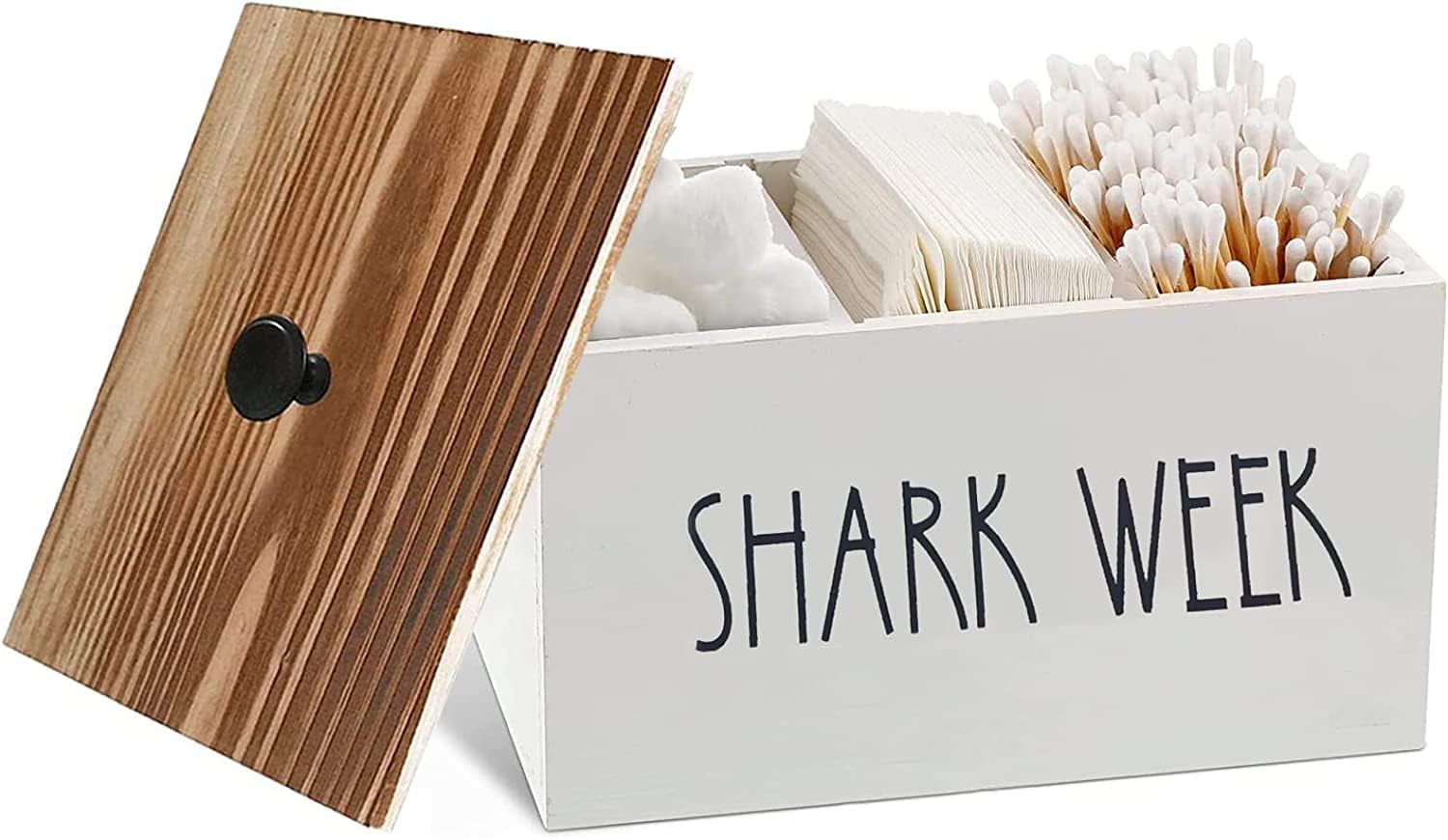 Tampon Holder for Bathroom with Lids Wood and Pad Organizer Decorative ...