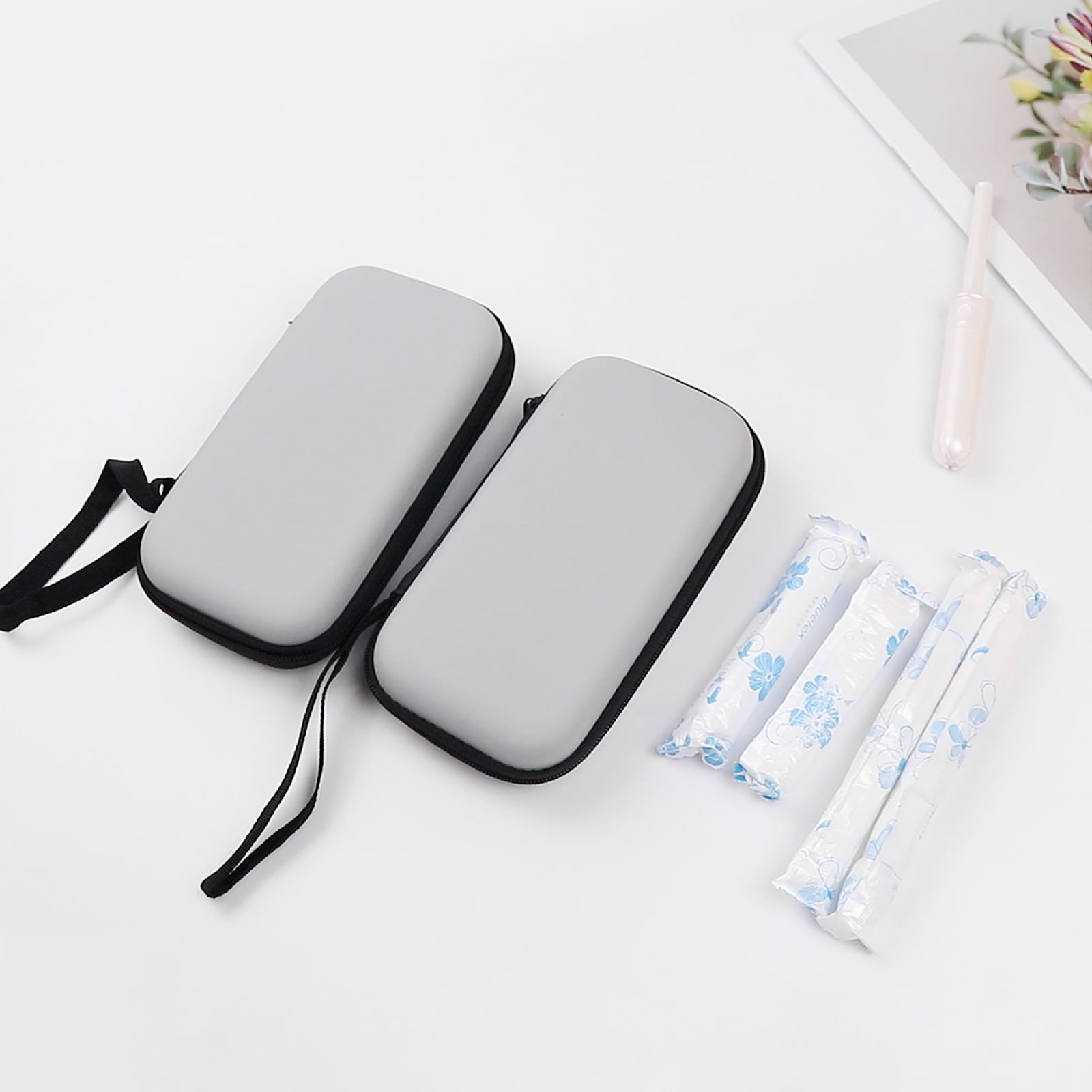 Tampon Storage Bag pack of 2,Gray Tampon Holder Bag with Zipper 6.3*3.3 ...