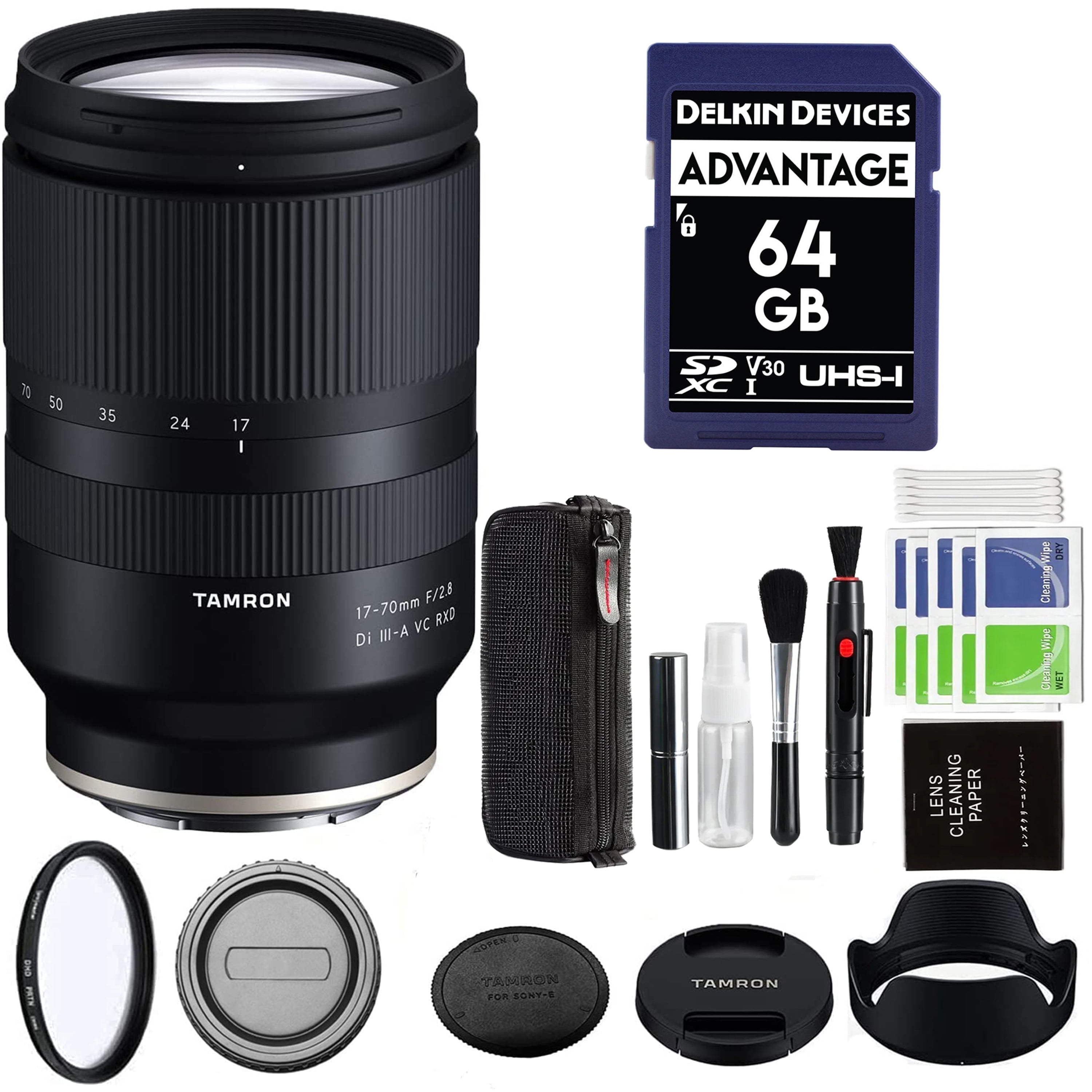 Tamron 17-70mm F/2.8 Di III-A VC RXD Zoom Lens for Sony E w/ Advanced Travel Bundle - Walmart.com