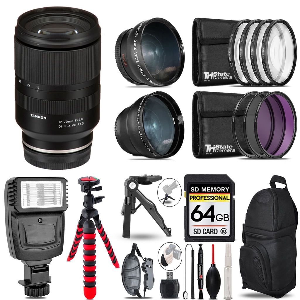 Tamron 17-70mm f/2.8 Di III-A VC RXD Lens for Sony E +3 Lens Kit ...