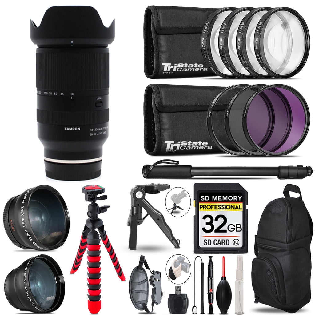 Tamron 18-300mm f/3.5-6.3 Di III-A VC VXD Lens for Sony E + 3 Lens Kit ...