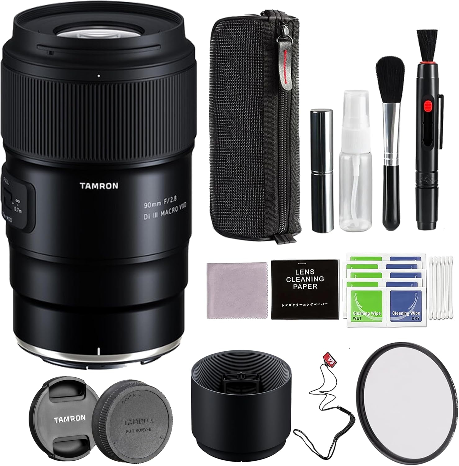 Tamron 90mm f/2.8 Di III VXD Macro Lens for Sony E mount with Pixel Advance Accessories and ...
