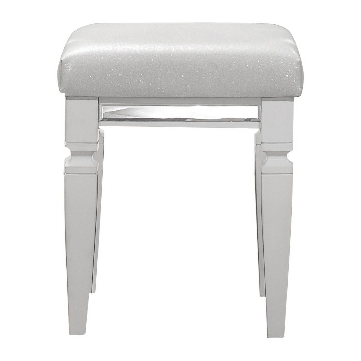 Tamsin Collection Glamorous Mirrored Vanity Stool in White - Walmart.com