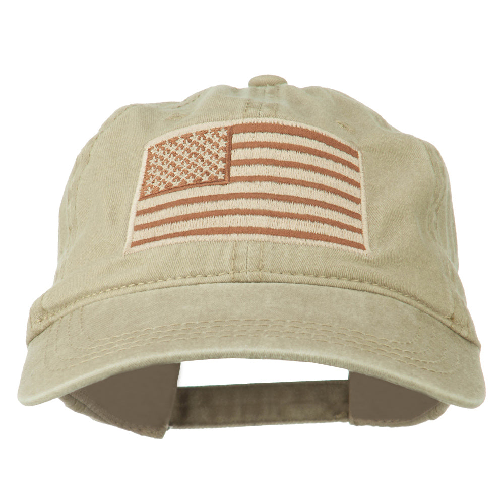 Tan American Flag Embroidered Washed Cap - Khaki OSFM - Walmart.com