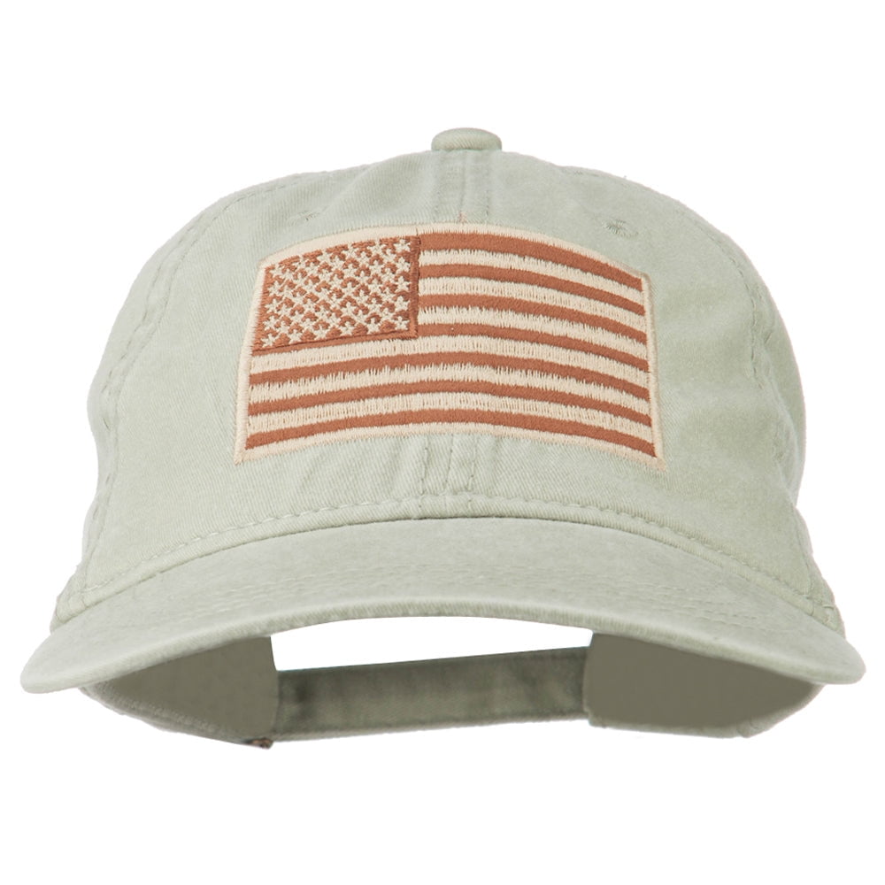 Tan American Flag Embroidered Washed Cap - Stone OSFM - Walmart.com