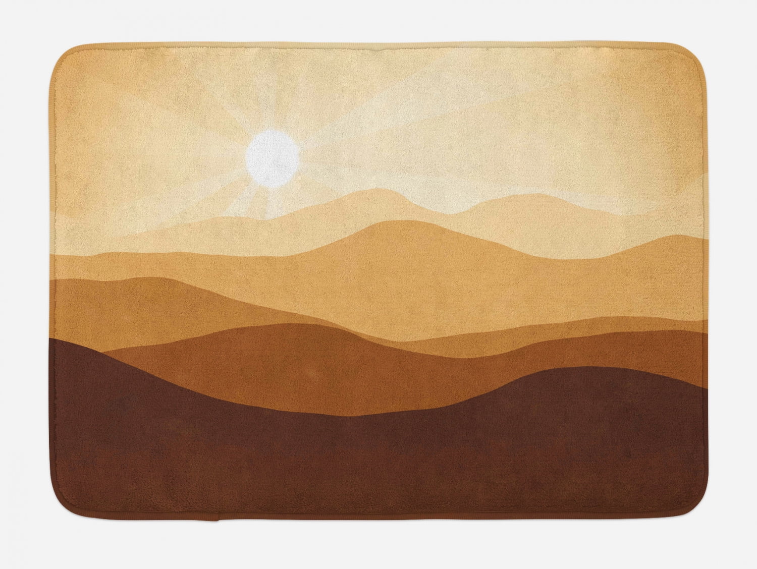 Tan Bath Mat, Sunrise over the Mountains Conceptual Landscape Hills ...