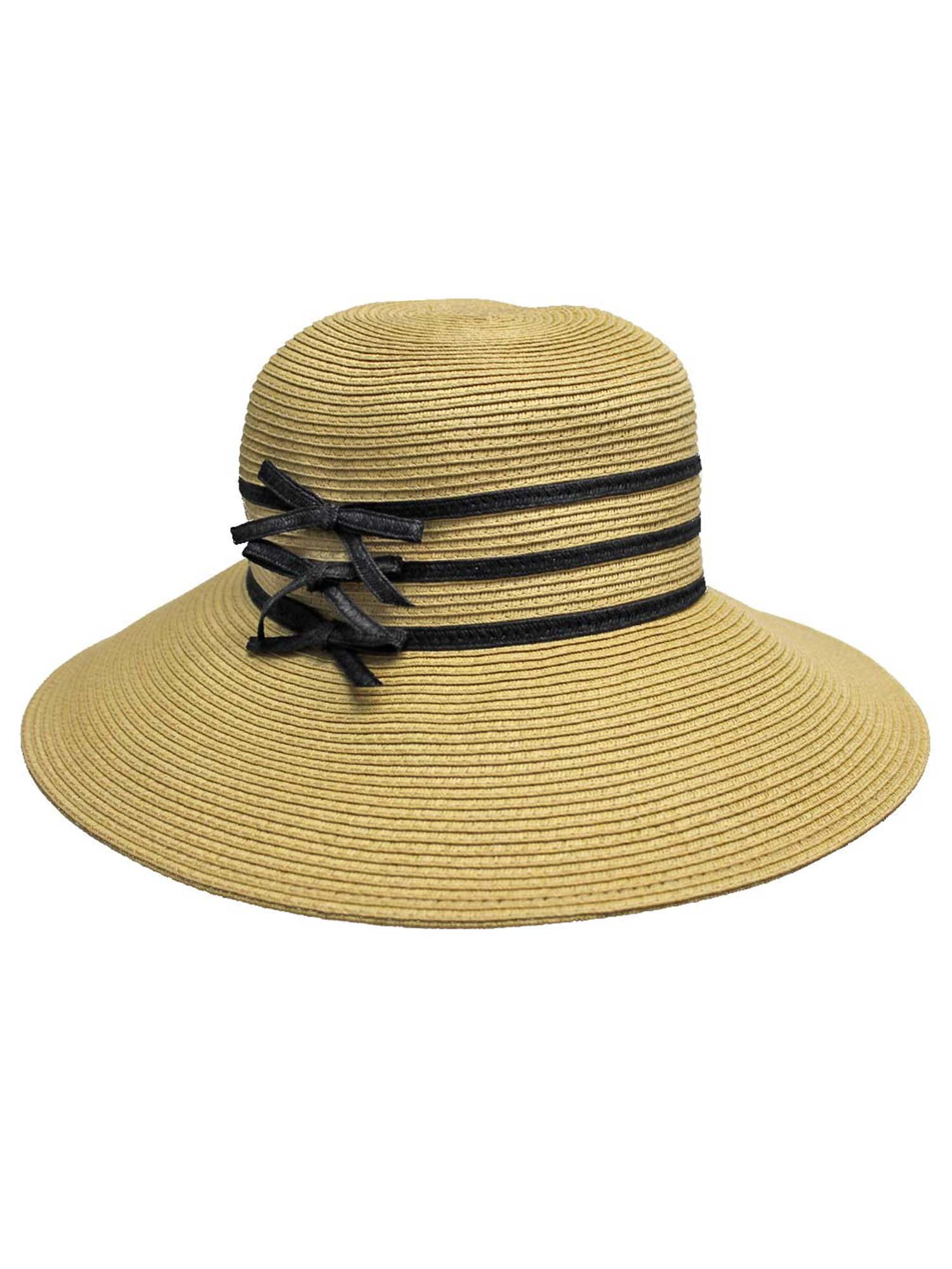 Tan Braided Sun Hat With Black Trim - Walmart.com