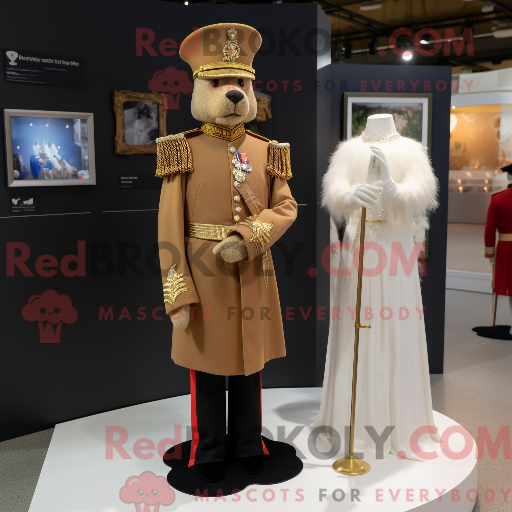 Tan British Royal Guard REDBROKOLY mascot costume character dressed ...