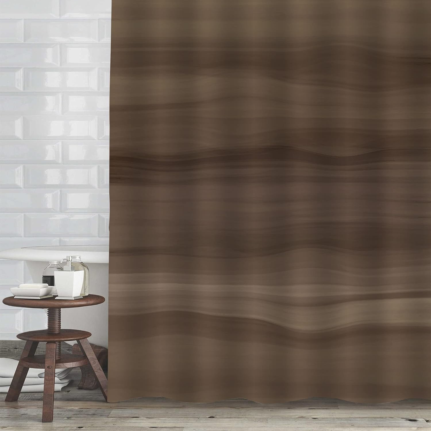 Tan Brown Ombre Shower Curtain Set, Beach Ocean Standard Shower Curtain, Abstract Shower Curtain ...
