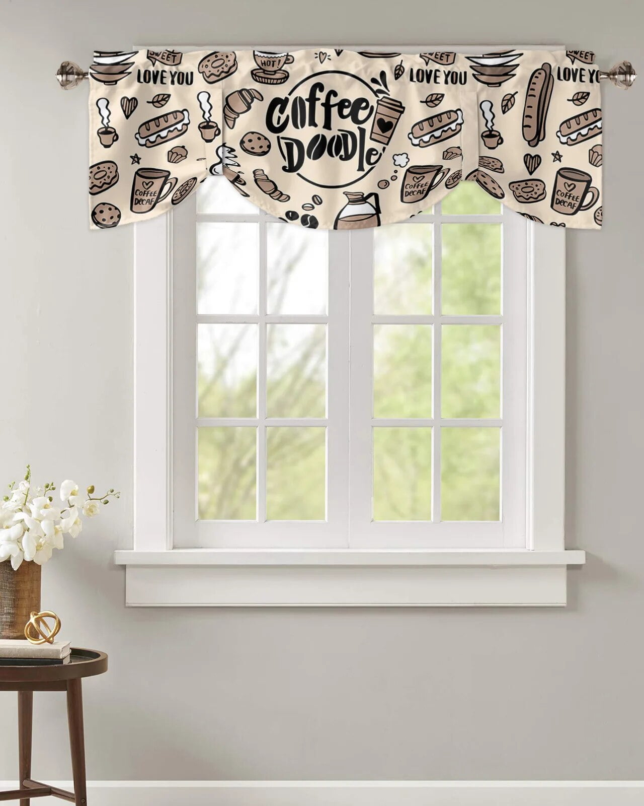 Tan Coffee Beans Bread Window Curtain Bedroom Roman Curtain Adjustable ...