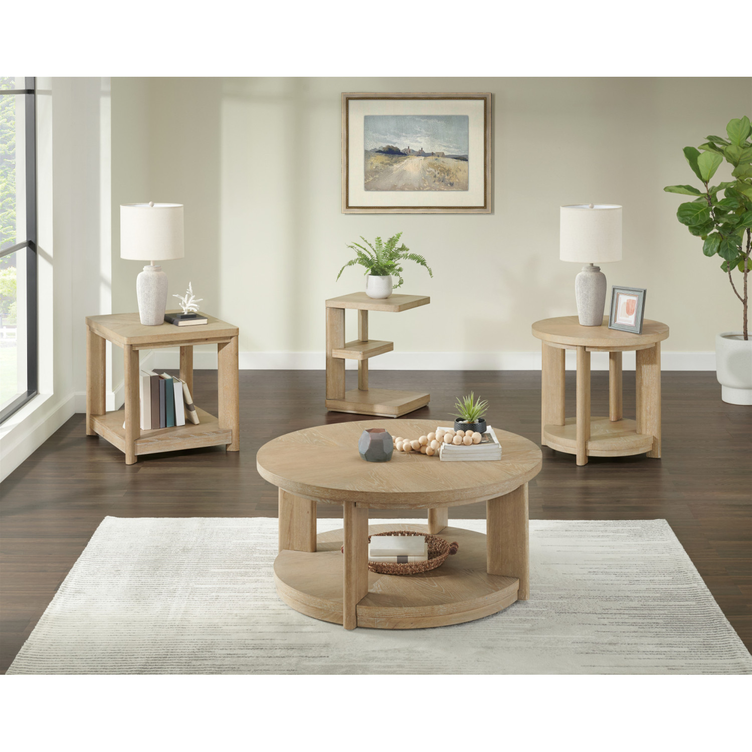 Tan Coffee Table - Solid Wood Tan - Exemplifies contemporary style in a ...