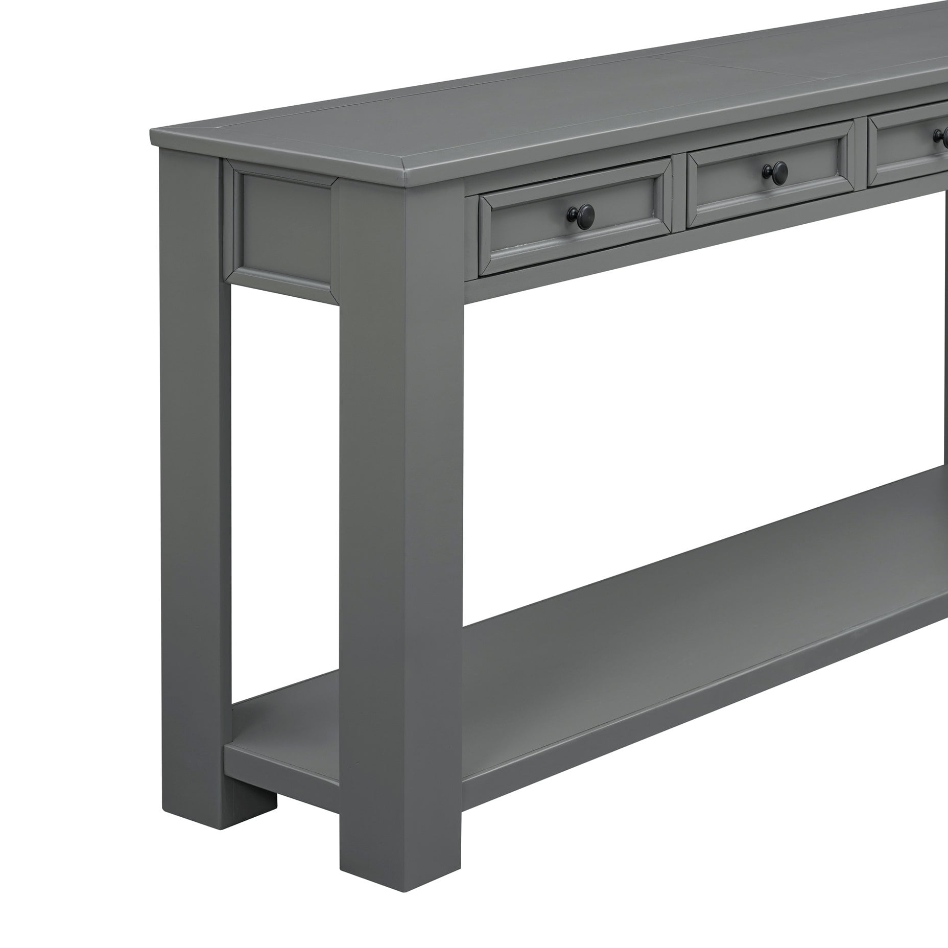 Tan Console Table with Drawers and Shelf for Foyer Organization ...