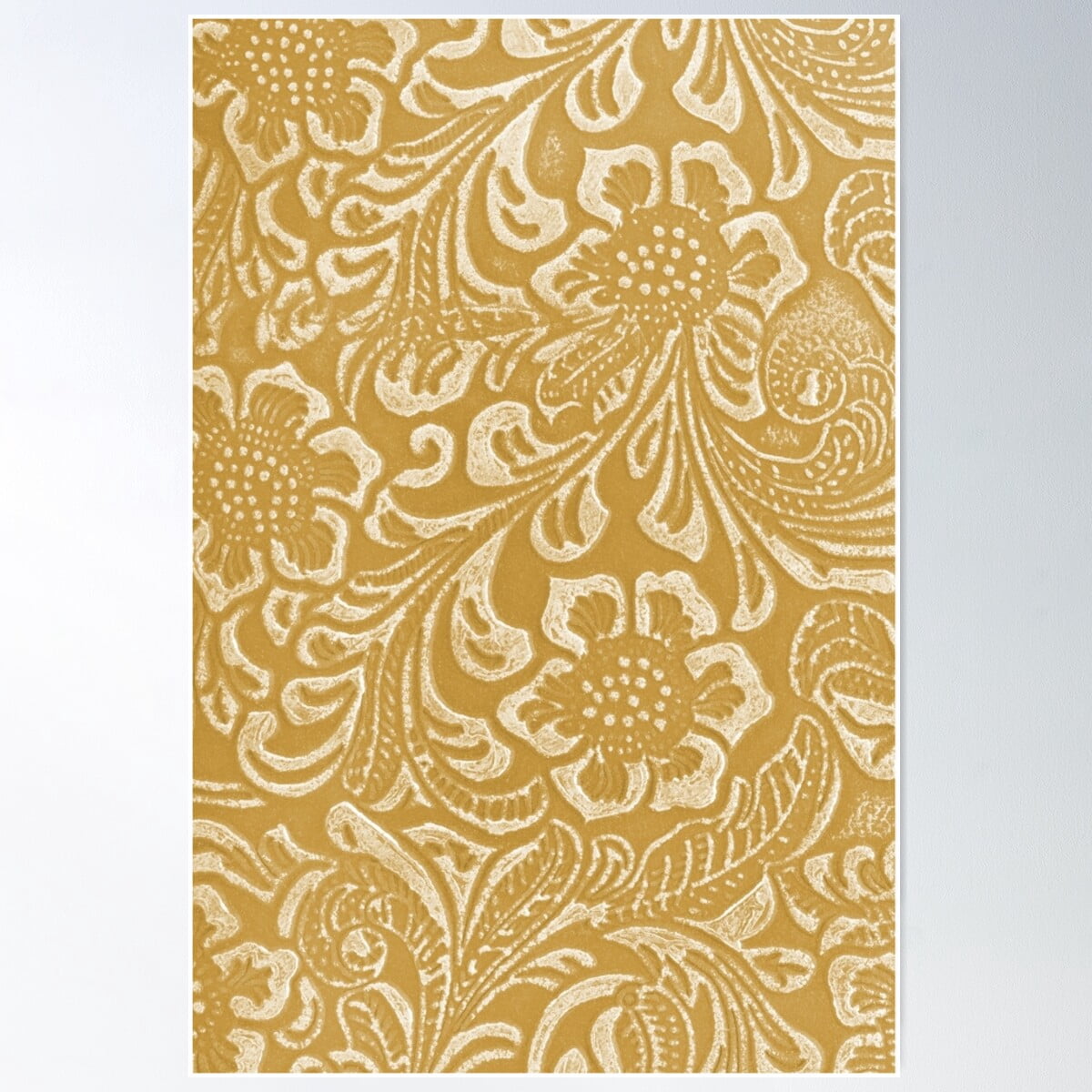 Tan & Cream Tooled Leather Pattern Poster Wall Art, Modern Wall Decor ...