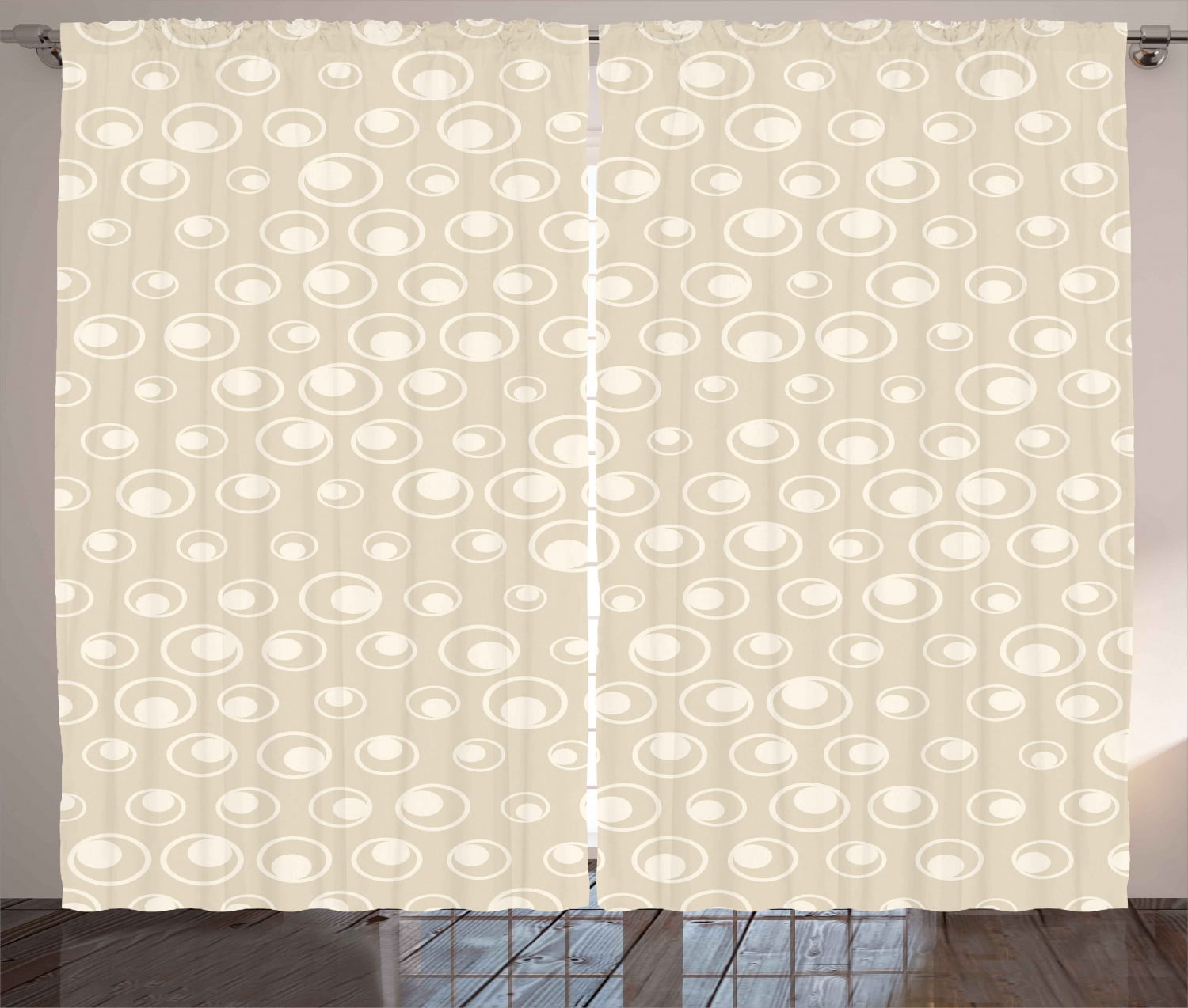 Ambesonne Tan Curtains 2 Panel Set, Water Inspired Bubble Forms, 108" x ...