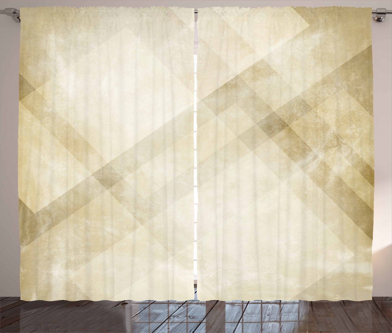 Ambesonne Tan Curtains 2 Panel Set, Striped Vintage Triangular, 108" x ...