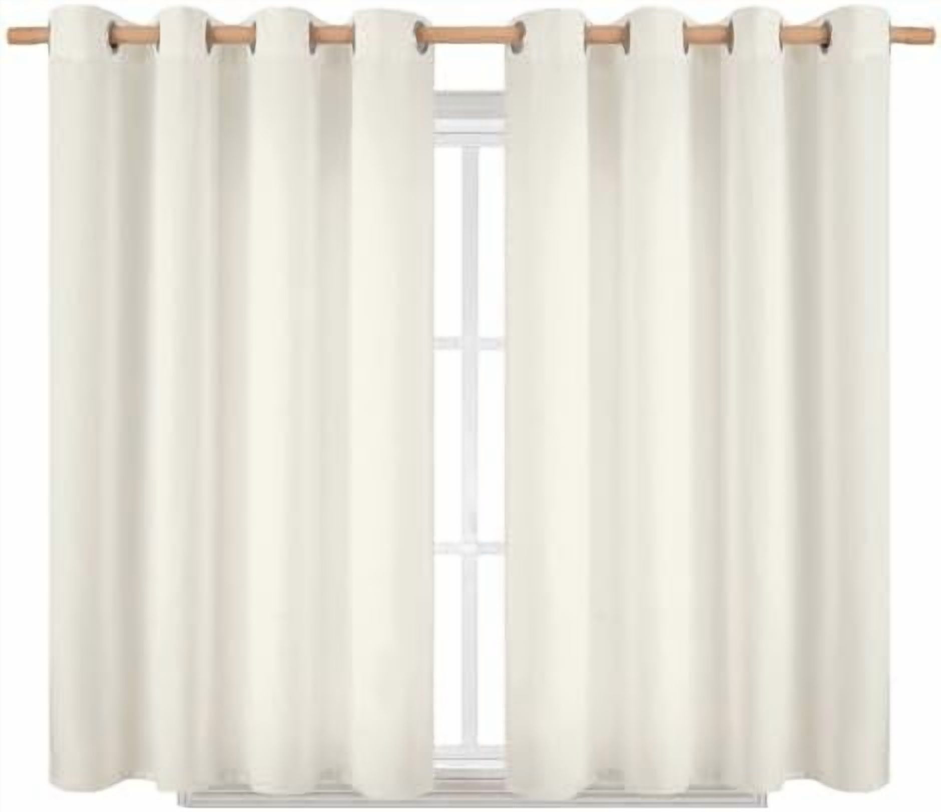 Tan Curtains 84 Inch for Living Room - Light Filtering Faux Linen Look ...