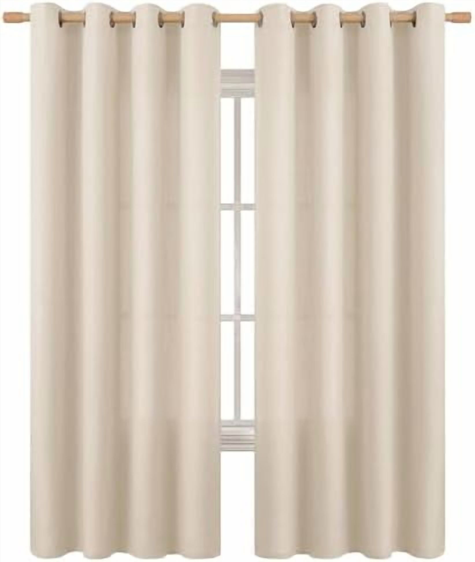 Tan Curtains 84 Inch for Living Room - Light Filtering Faux Linen Look ...
