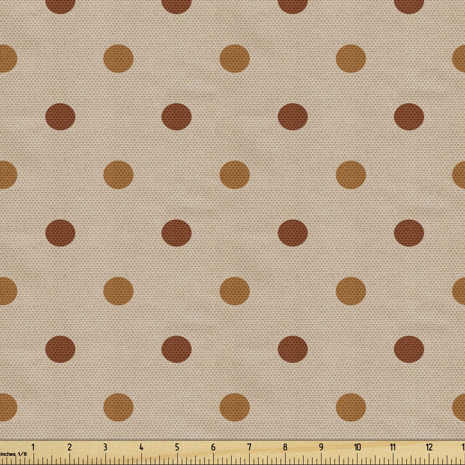 Ambesonne Tan Fabric by the Yard Upholstery, Classic Retro Polka Dots ...