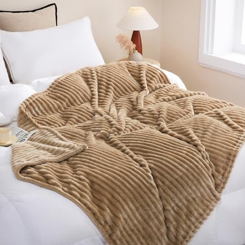 Tan Fleece Throw Blanket 108”×90” for Couch Sofa Bed,Super Soft Cozy ...