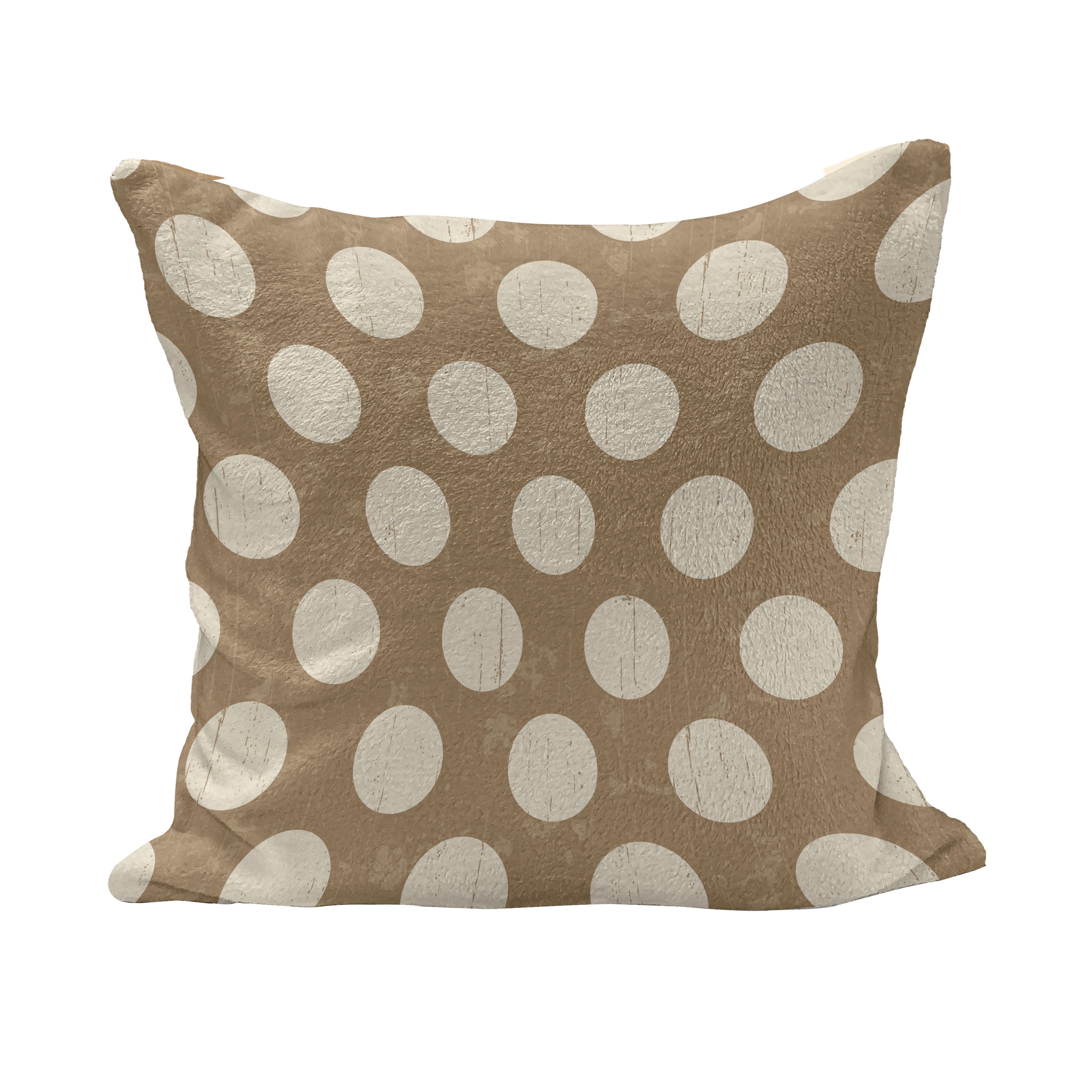 Tan Fluffy Throw Pillow Cushion Cover, Big Polka Dots on Grunge ...
