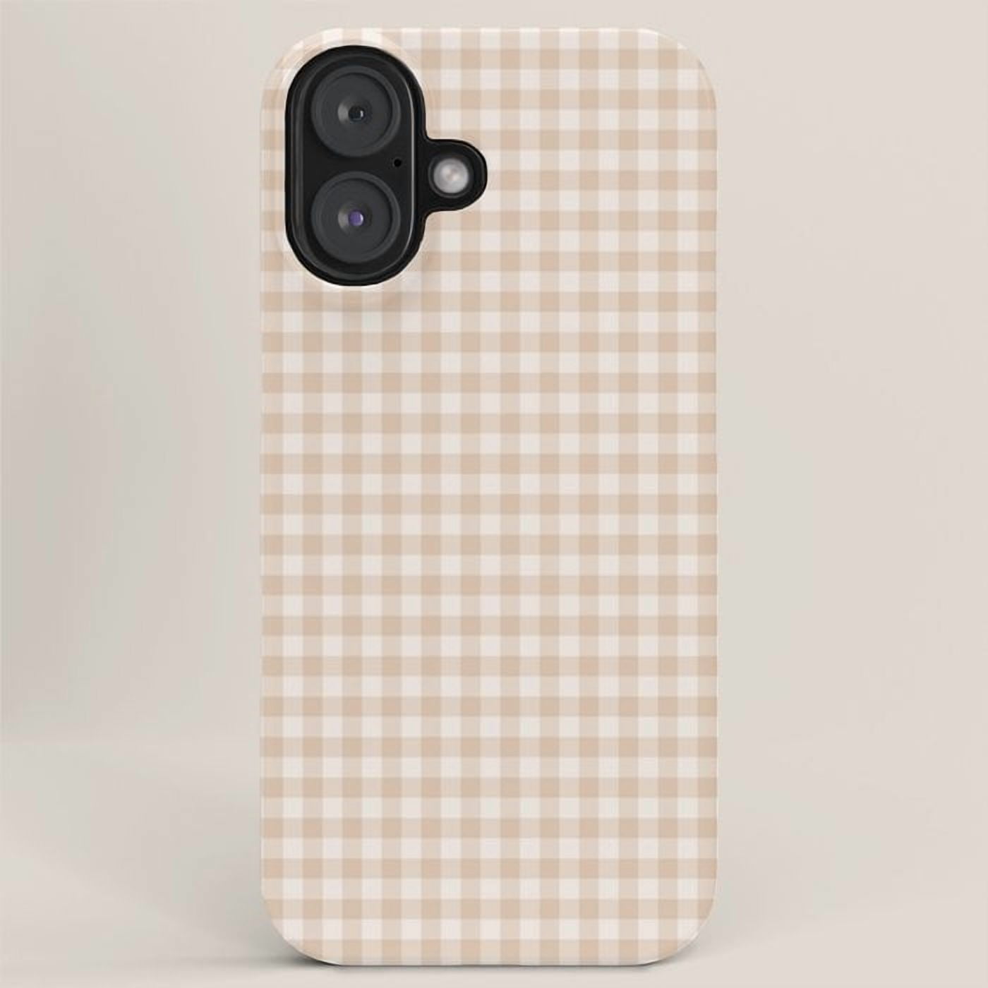 Tan Gingham Plaid Pattern Warm Neutral Checks Phone Case for iPhone 12 ...