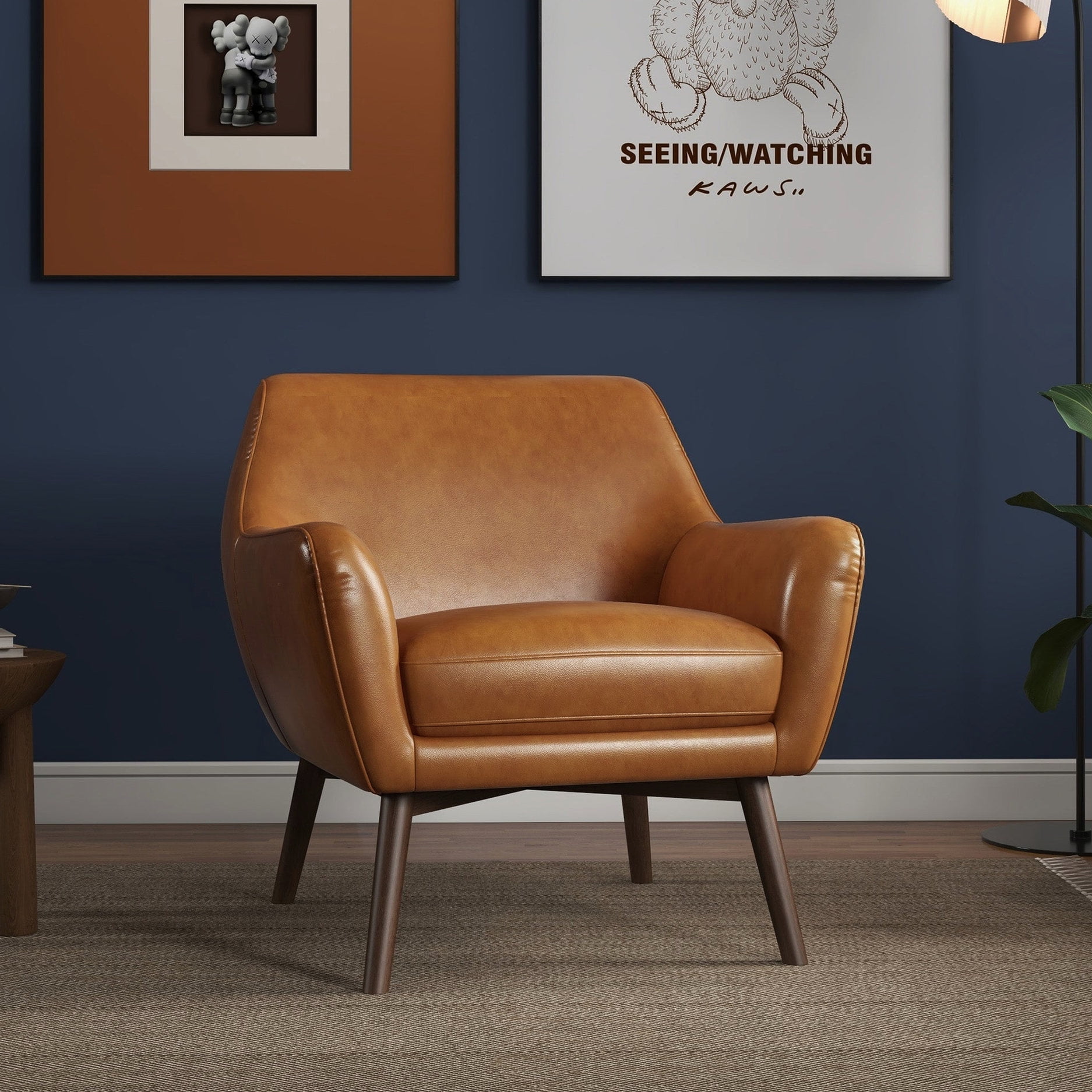 Tan Leather Lounge Chair / Suitable for Family Living Room / Cost ...