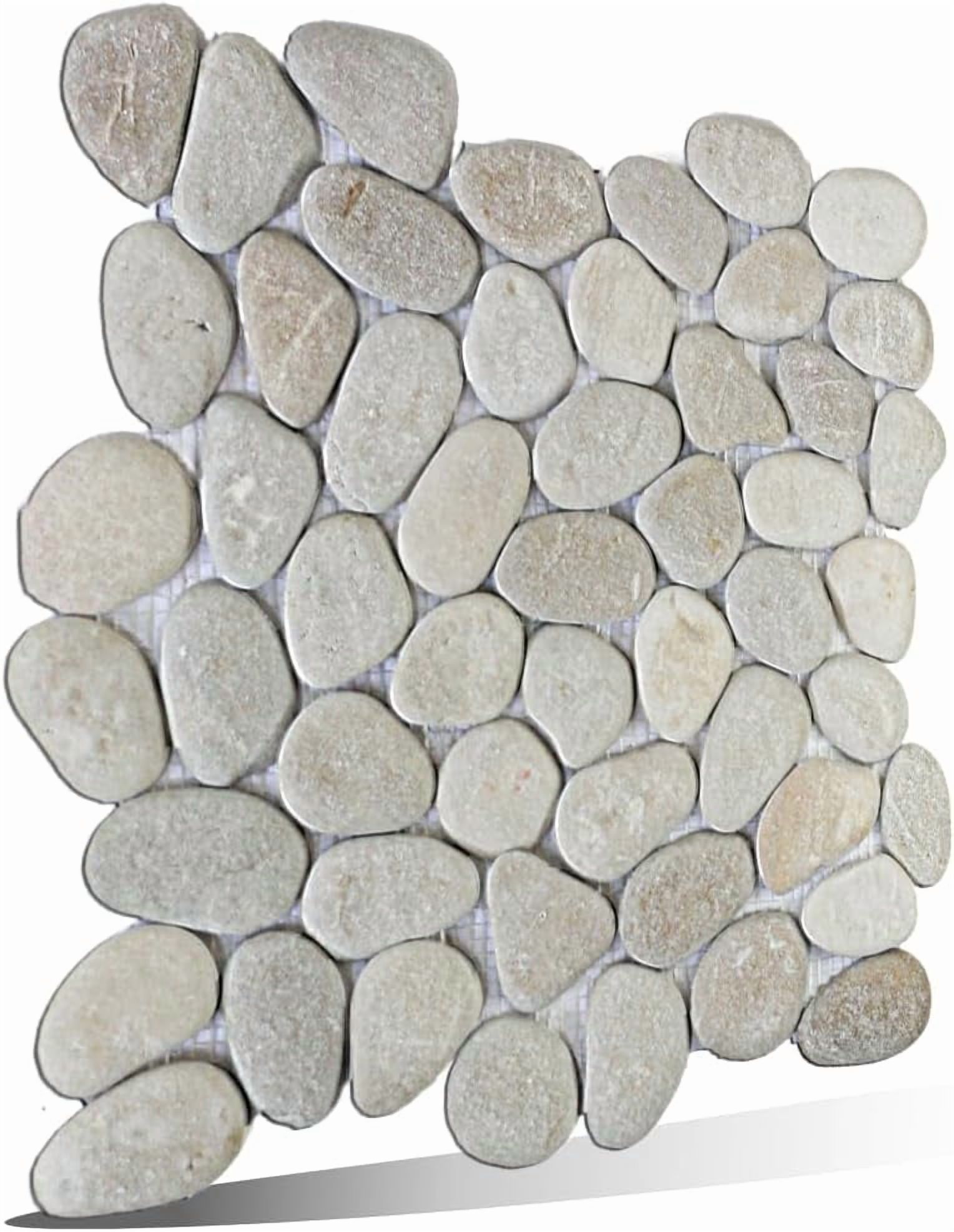 Tan Pebble Mosaic, Tumbled Stone Backsplash Tiles for Kitchen Walls ...