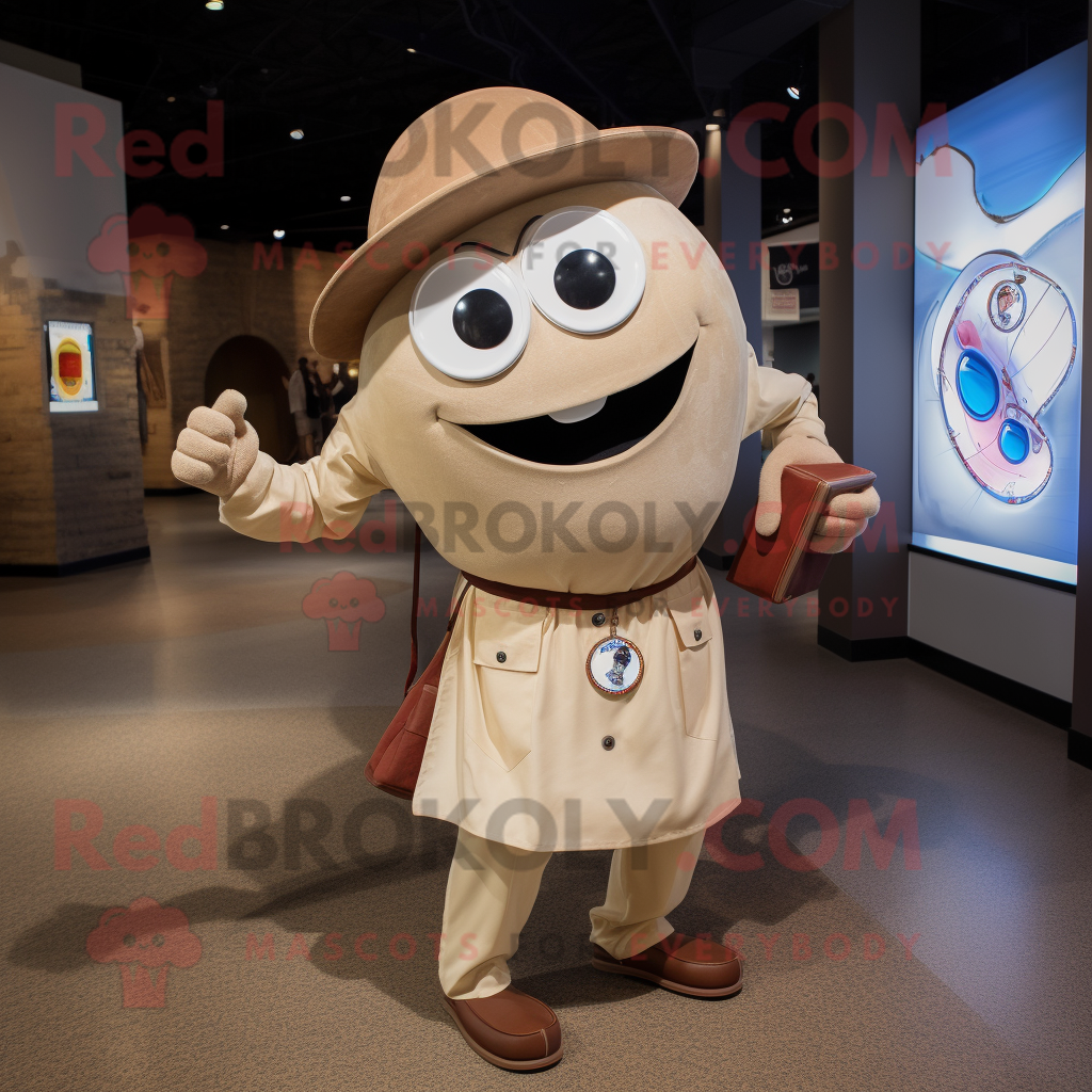 Tan Plate Spinner REDBROKOLY mascot costume character dressed with a ...