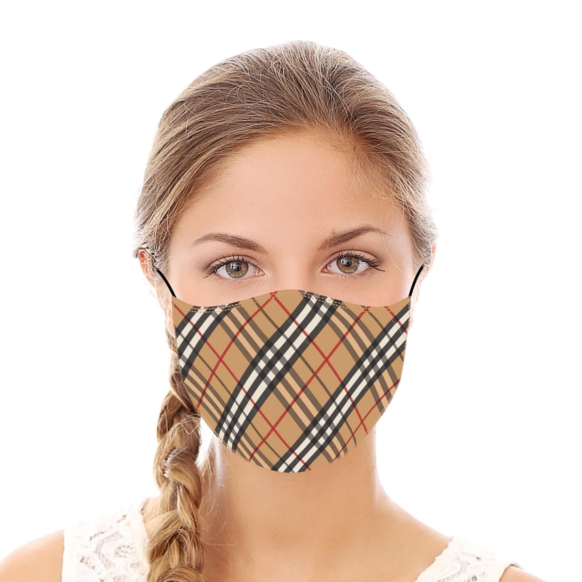 Tan & Red Plaid Reusable Cloth Face Mask - Walmart.com