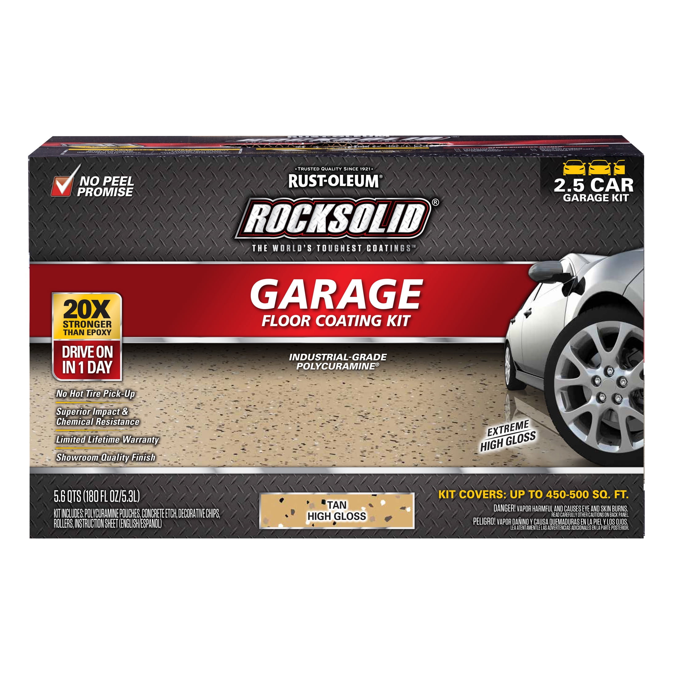 Tan, Rust-Oleum RockSolid Garage Floor Coating Kit-293515, High Gloss 2 ...