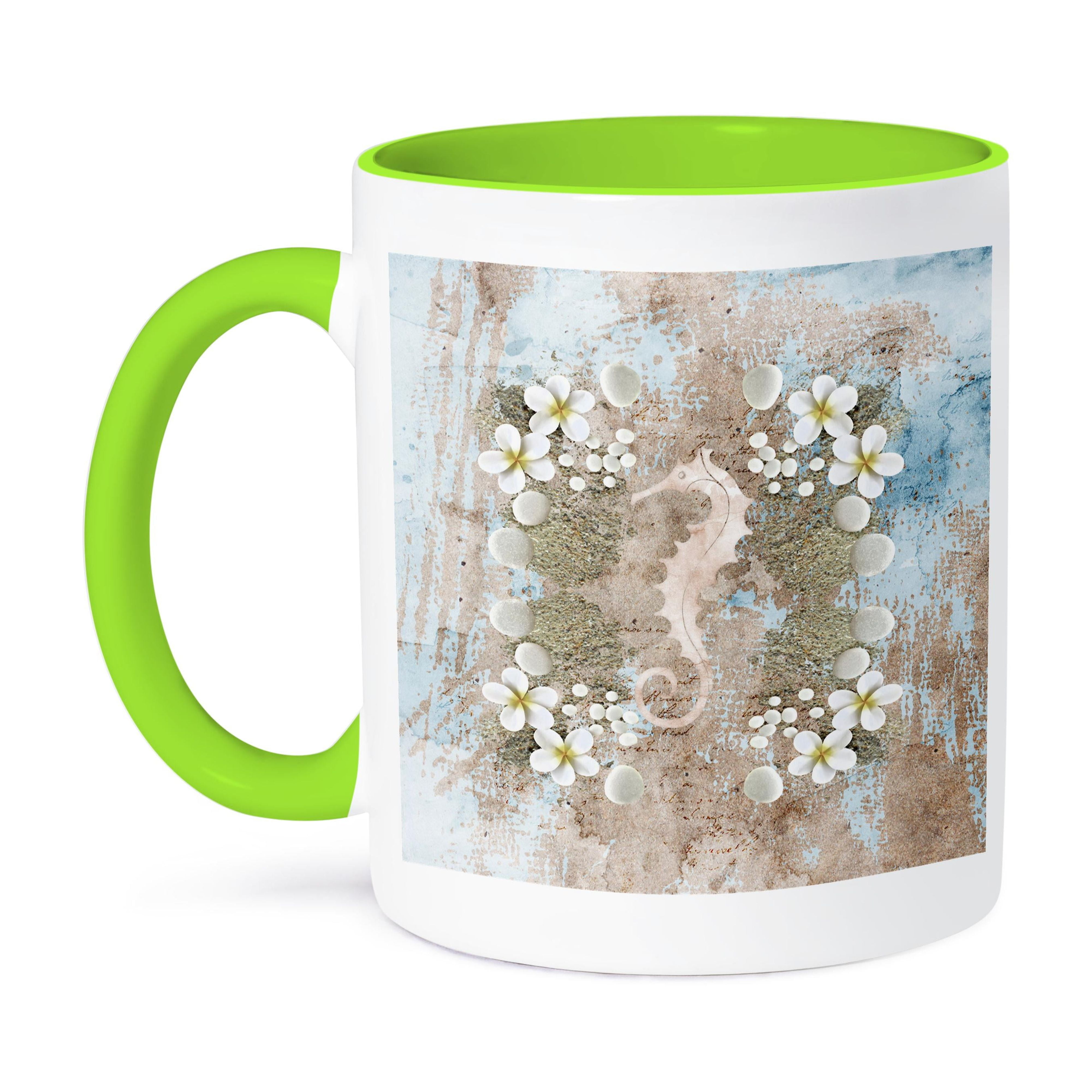 3dRose, Tan Seahorse on Abstract Sand, Flowers, and Bubbles Background ...