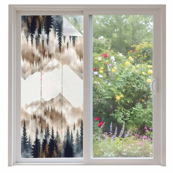 Tan Trees Forest Window Privacy Film, Mountain Woods Natural Scenery ...