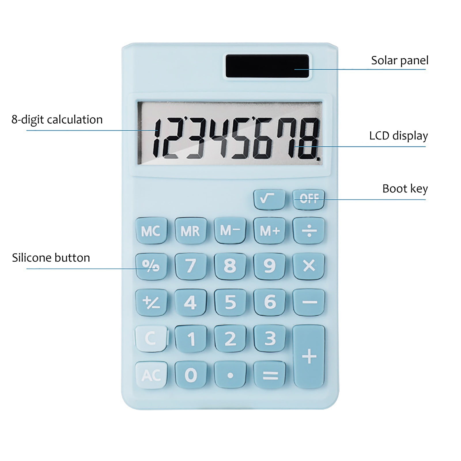TanChengg 8-digit Mini Calculator, Solar Battery Dual-power Desktop ...