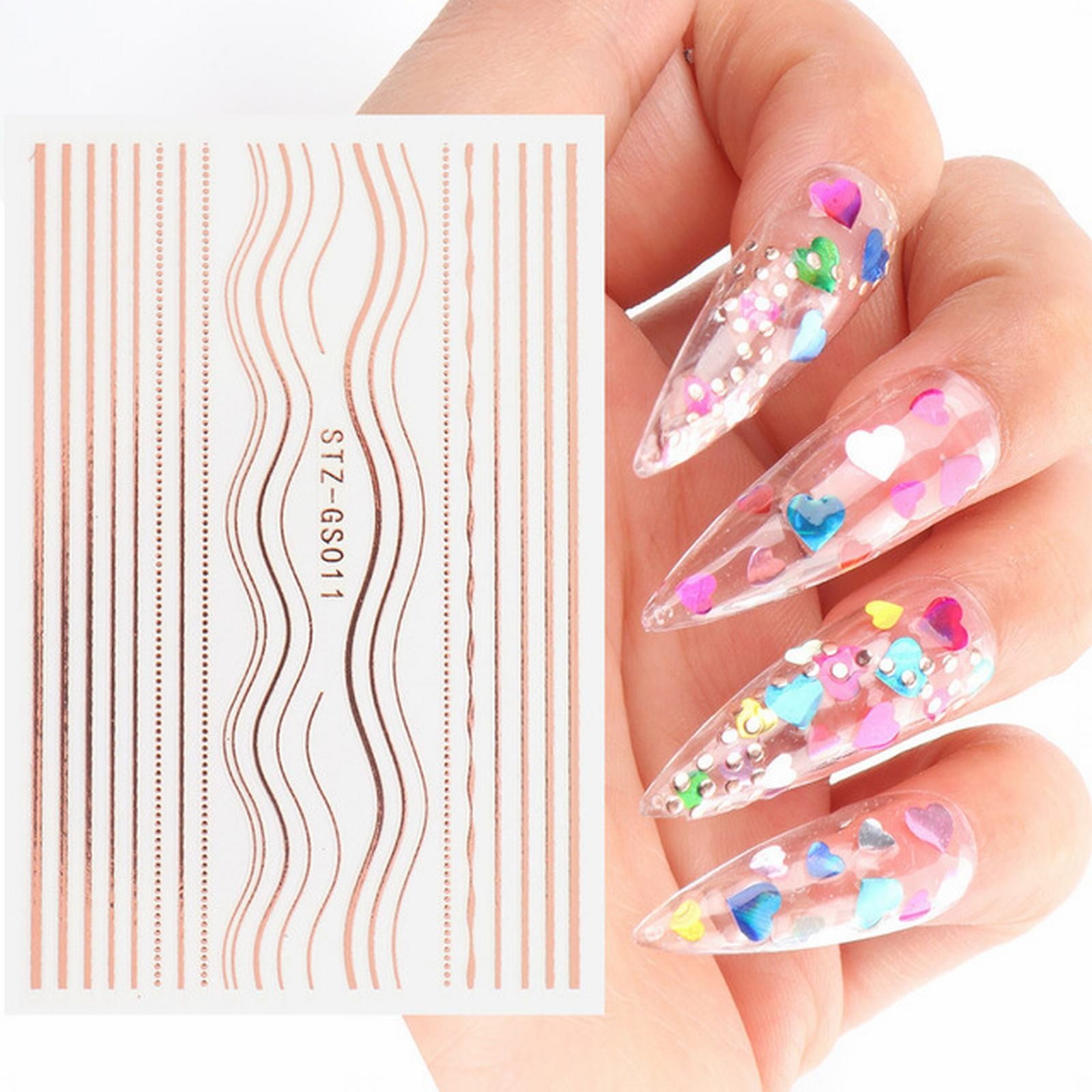 TanChengg Popular Fashion Nail Stickers Rose Gold Nail Thread Stickers ...