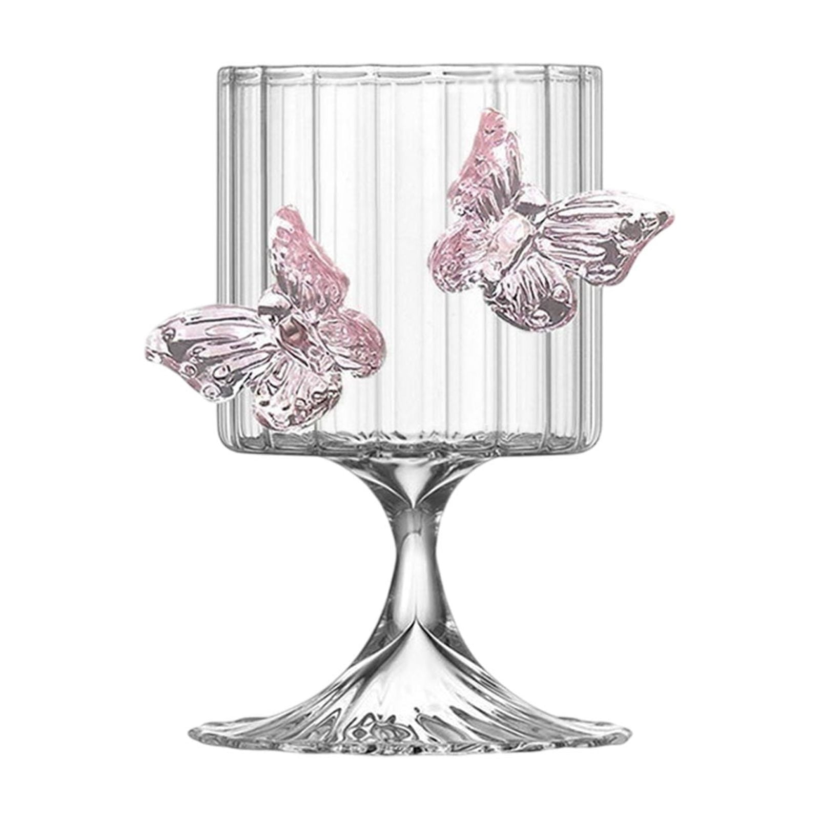 TanSiDing 3pcs Butterfly Wine Glasses Hand-Blown Crystal Goblets for ...