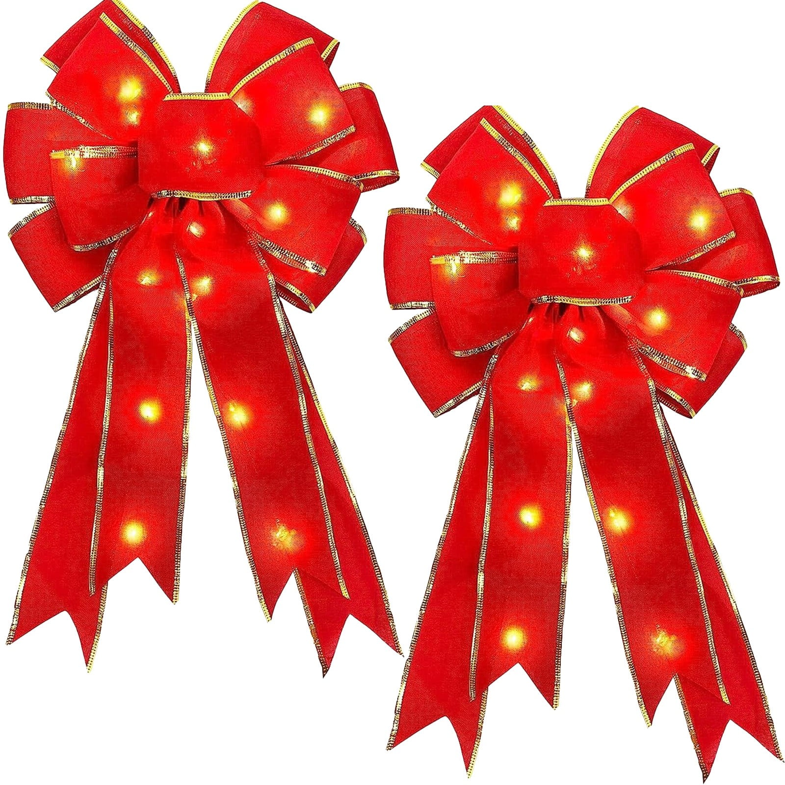 TanSiDing 6pcs Festive LED Light Up Bow for Christmas Tree Topper, Pre ...