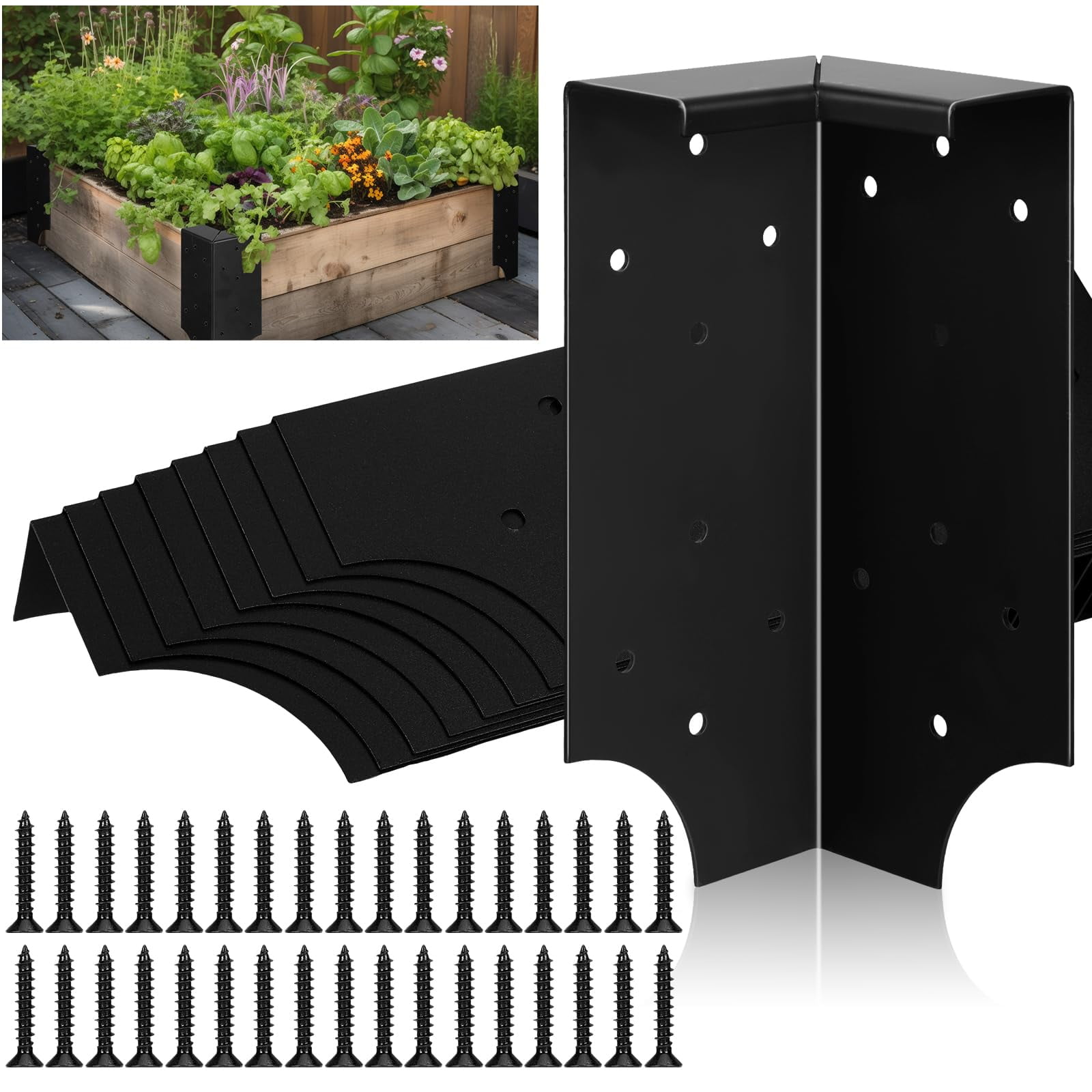Tandefio 8 Set Raised Garden Bed Corner Brackets 10 x 4 Inch Decorative ...