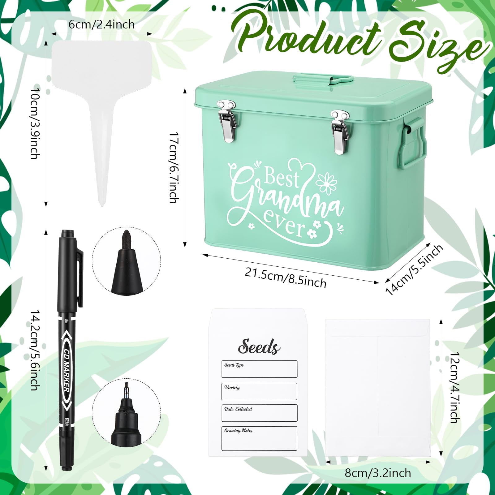 Tandefio Seed Storage FEV6 Box Metal Seed Packet Organizer with Lid ...