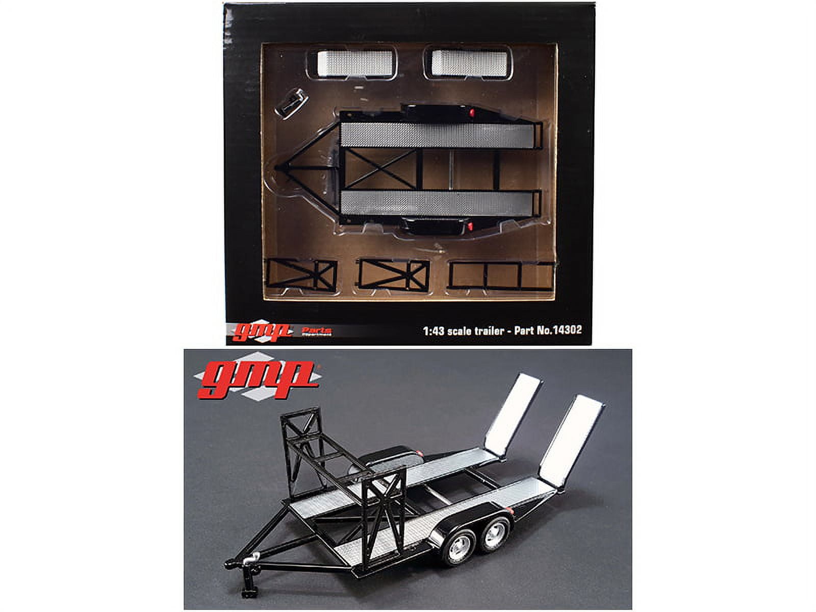 Tandem Car Trailer with Tire Rack Black For 1/43 Scale Diecast Model ...