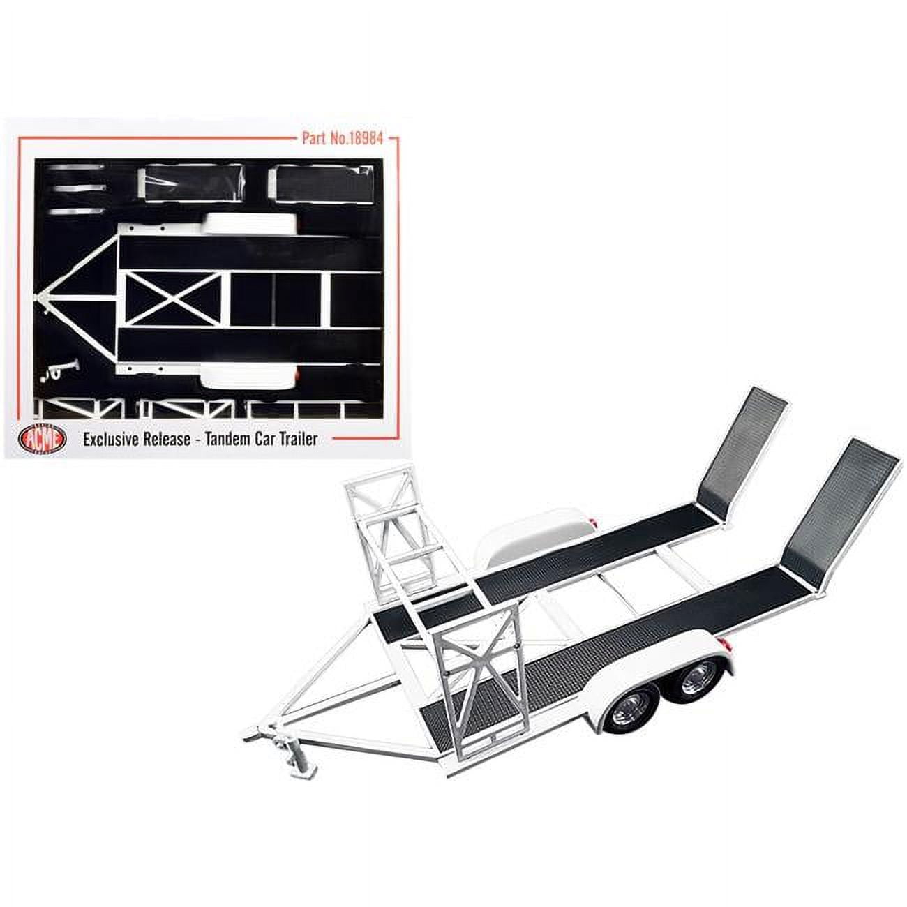 Tandem Car Trailer with Tire Rack White 1 by 18 Scale Diecast Model Car ...