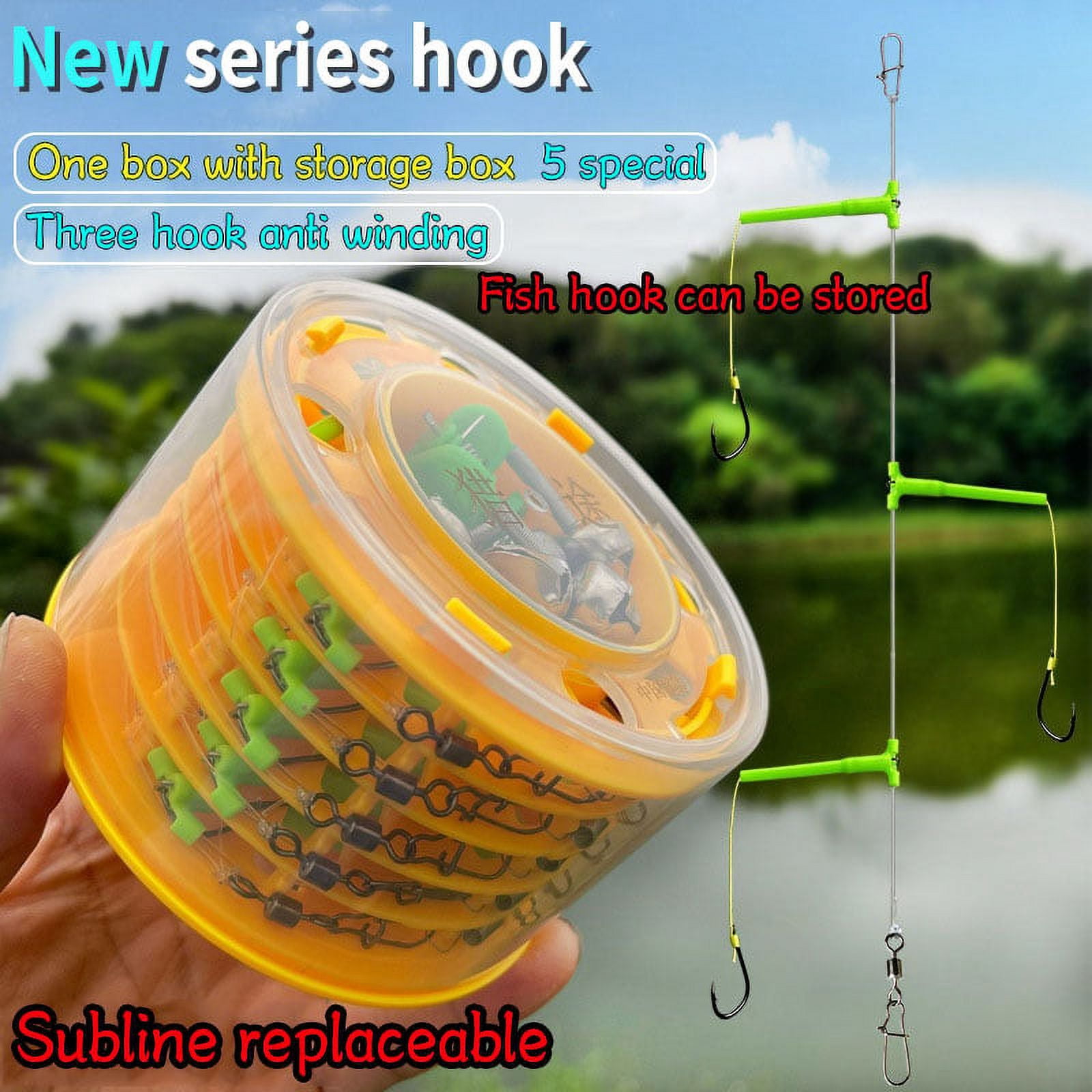 Tandem Fishing Hooks with Anti-tangle Design, 5 Sets with Storage Box ...