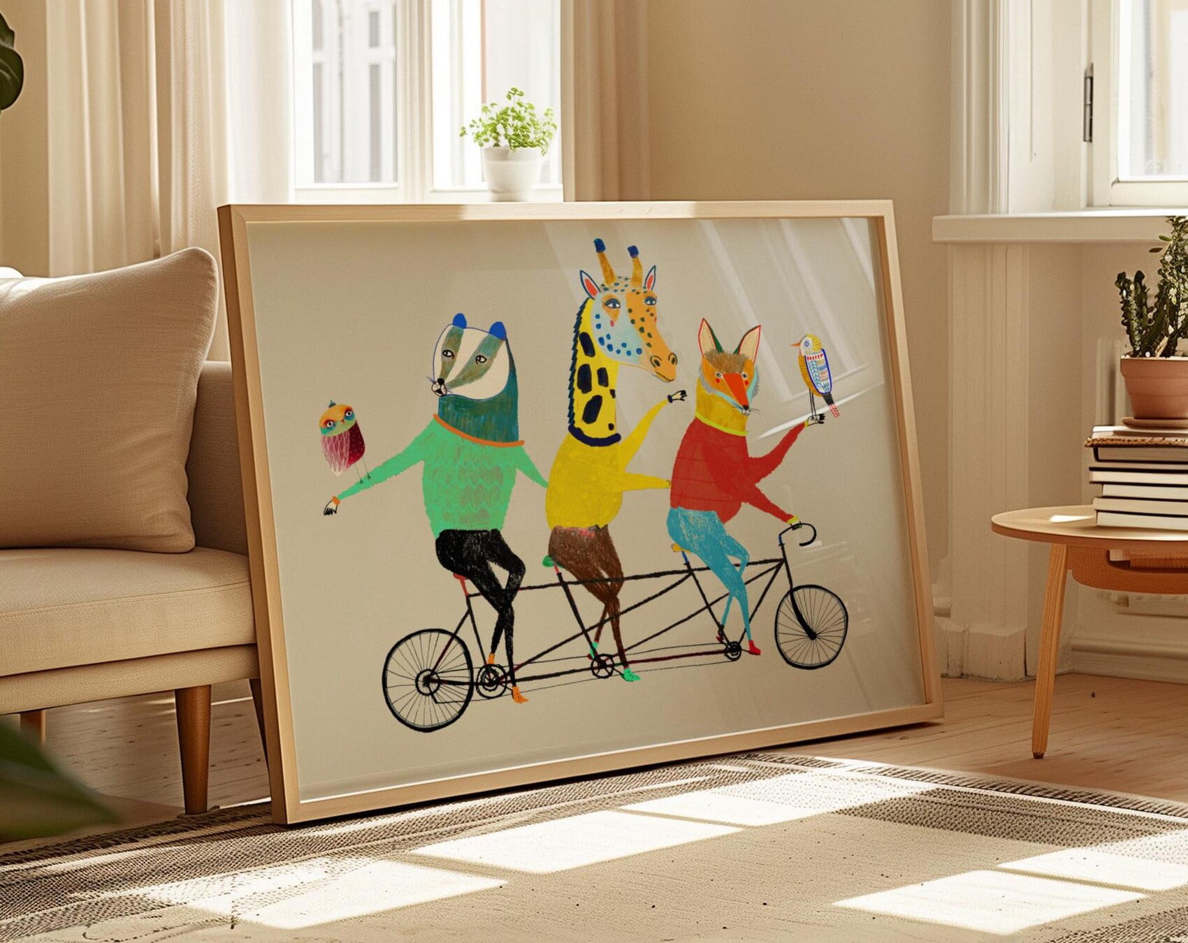 Tandem Friends Art Print, Nursery Wall Decor, Baby Shower Gift, Boys ...