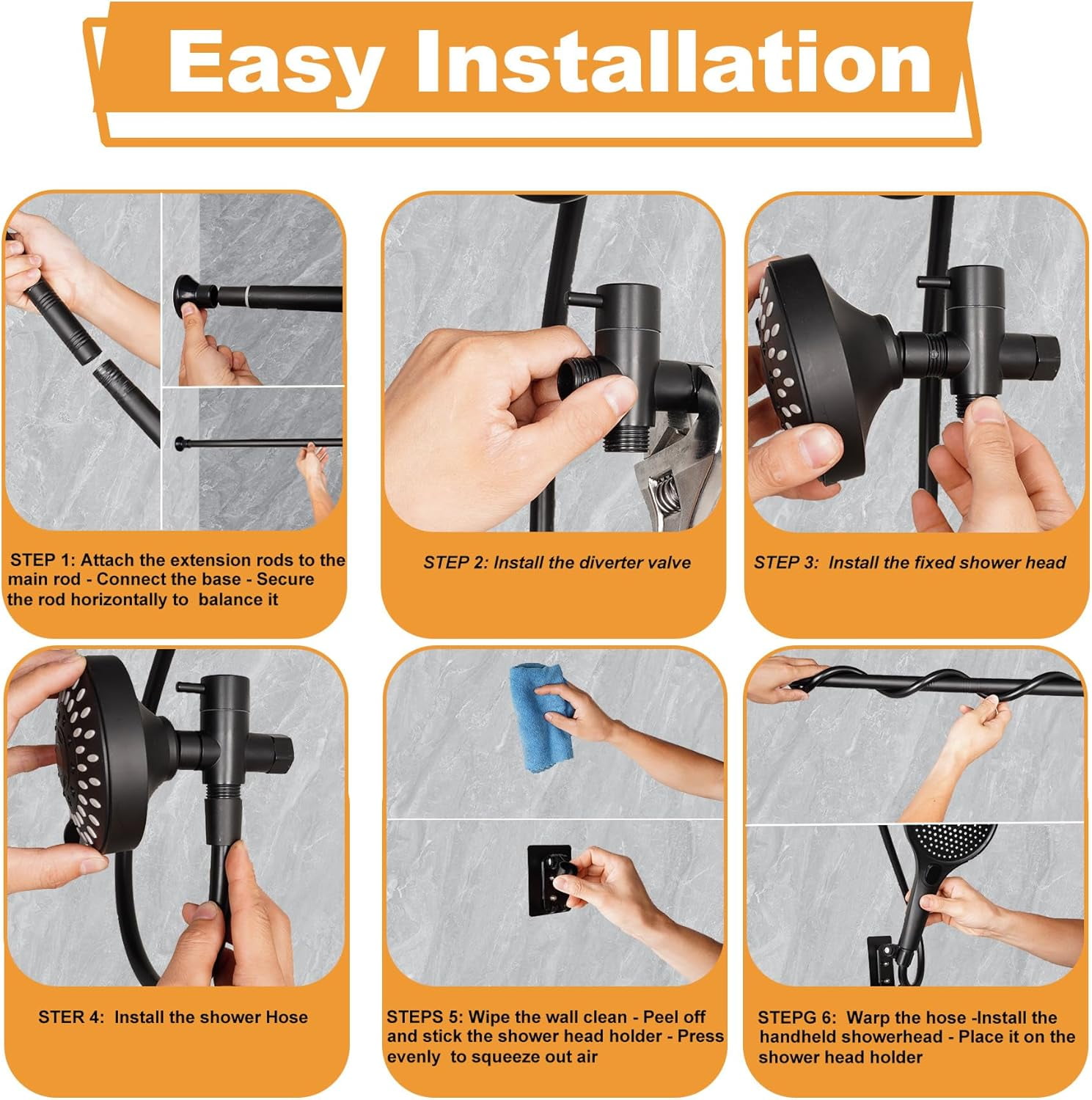 Tandem Shower Head for Couples: Dual Shower Head with Handheld Spray ...